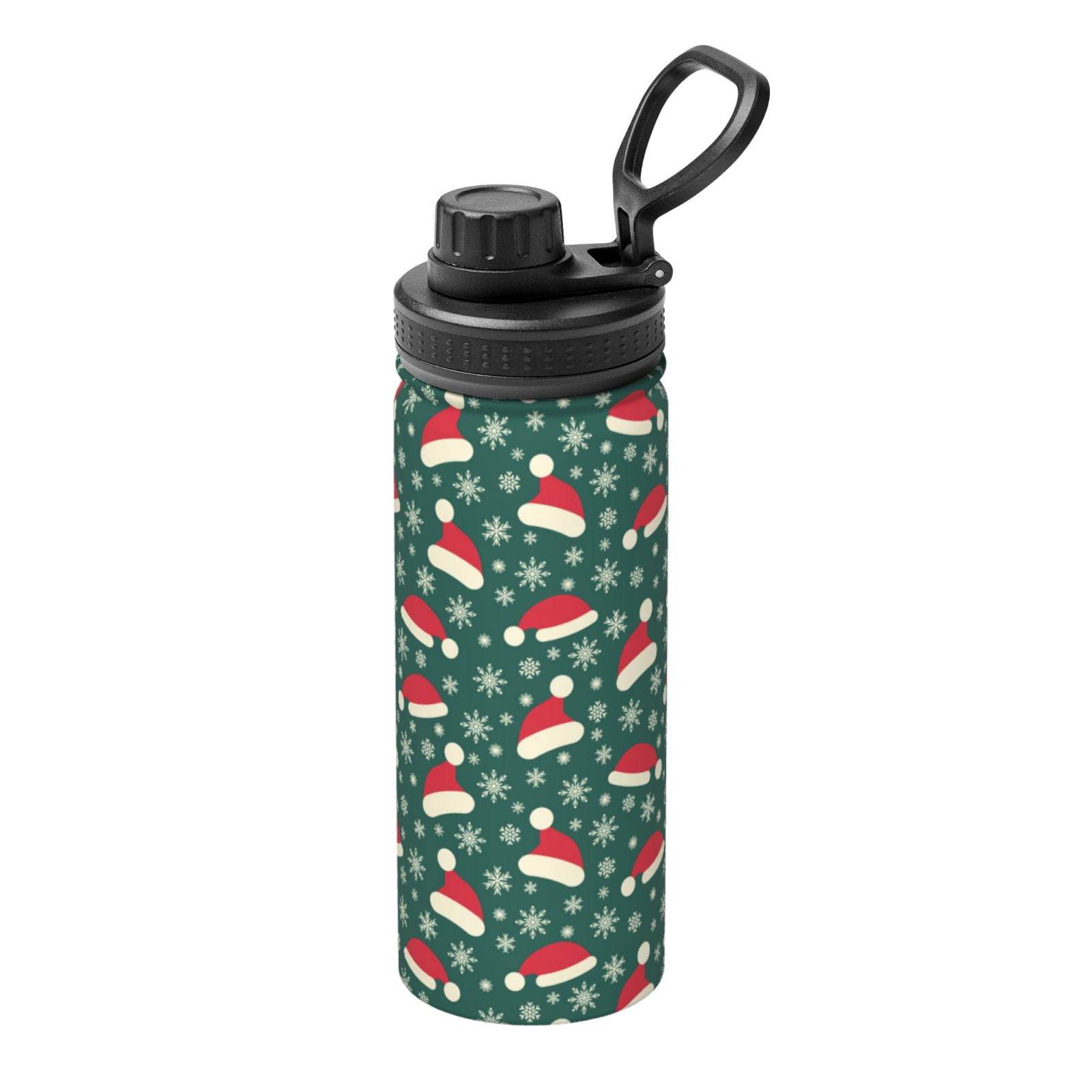 Honeii Santa Hat Joy Green Festive Print 18OZ Sports Insulated Kettle ...