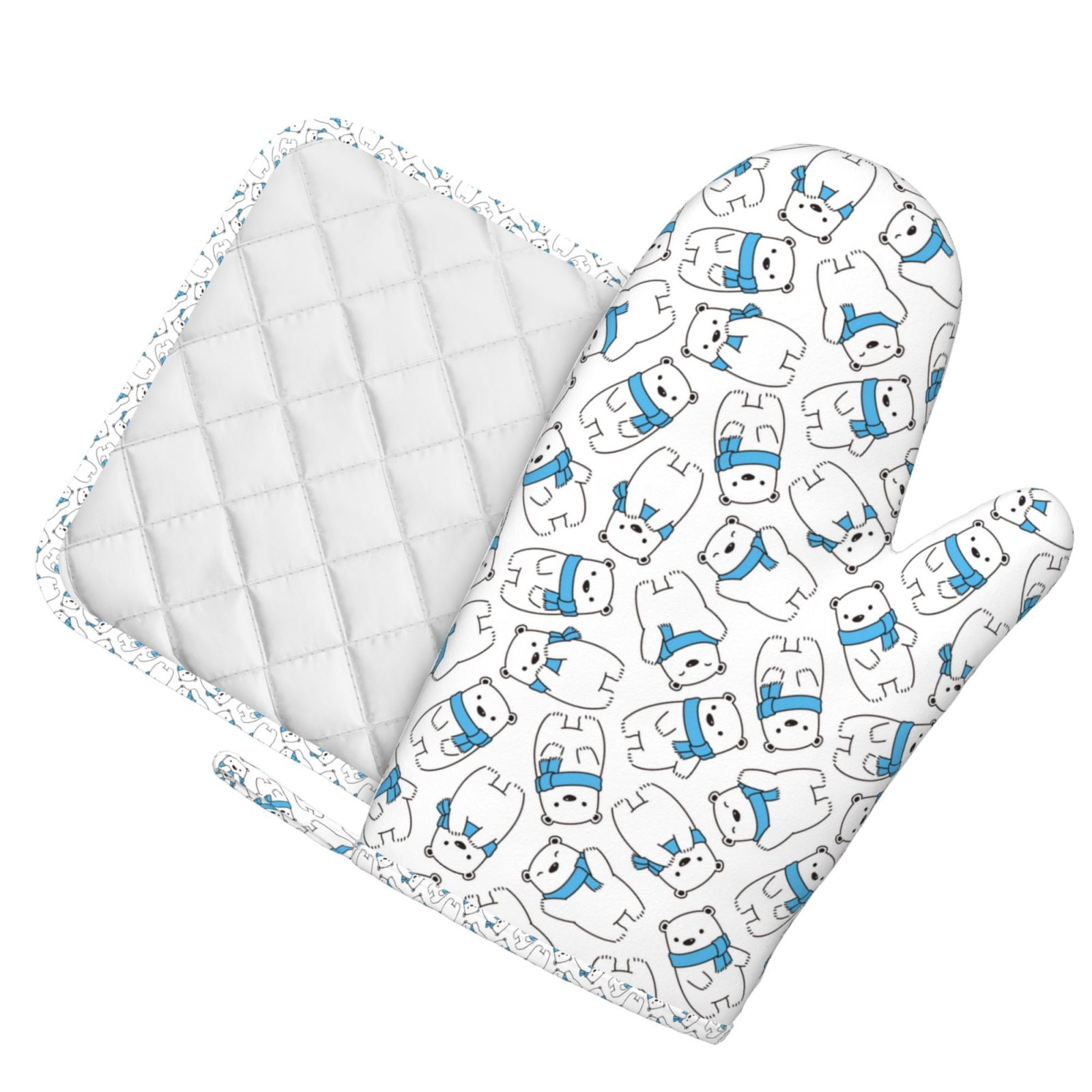 Honeii Scarf Bear patten Oven Mitts and Pot Holders Sets, Baker Oven ...