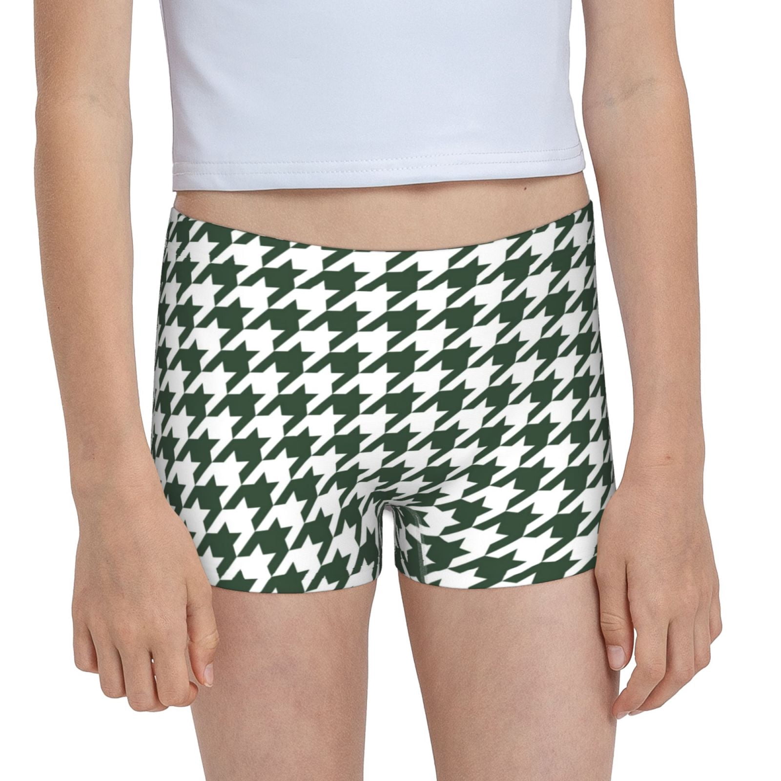 Honeii Scottish Checkered Print 100% Cotton Boxer Briefs, Girls ...