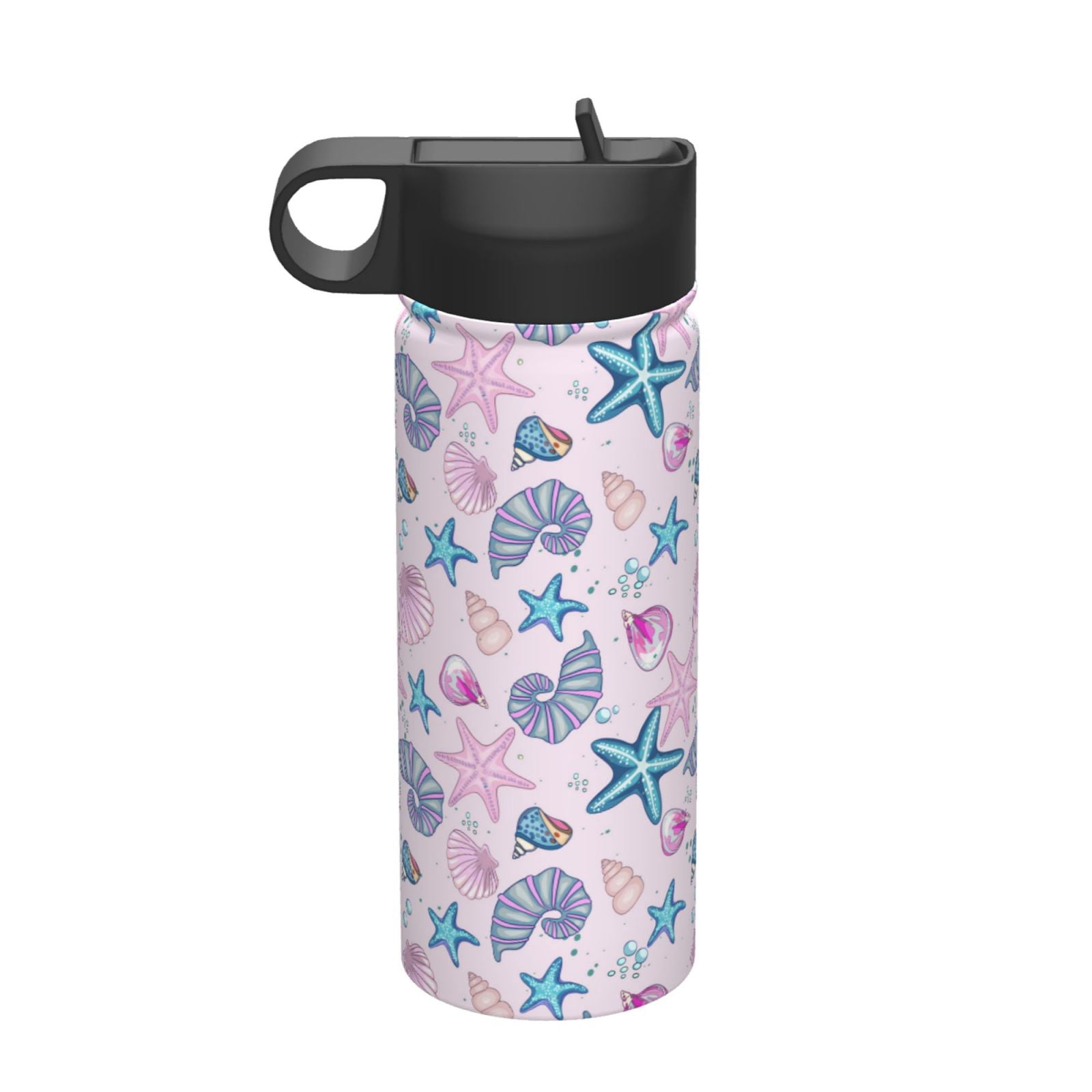 Honeii Sea Shells 3 Print 18 oz Insulated Water Bottle with Straw Lid ...