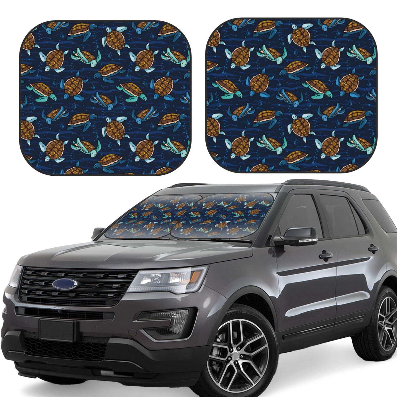 Honeii Sea Turtles Swimming Print Foldable Car Sun Shade for Windshield ...