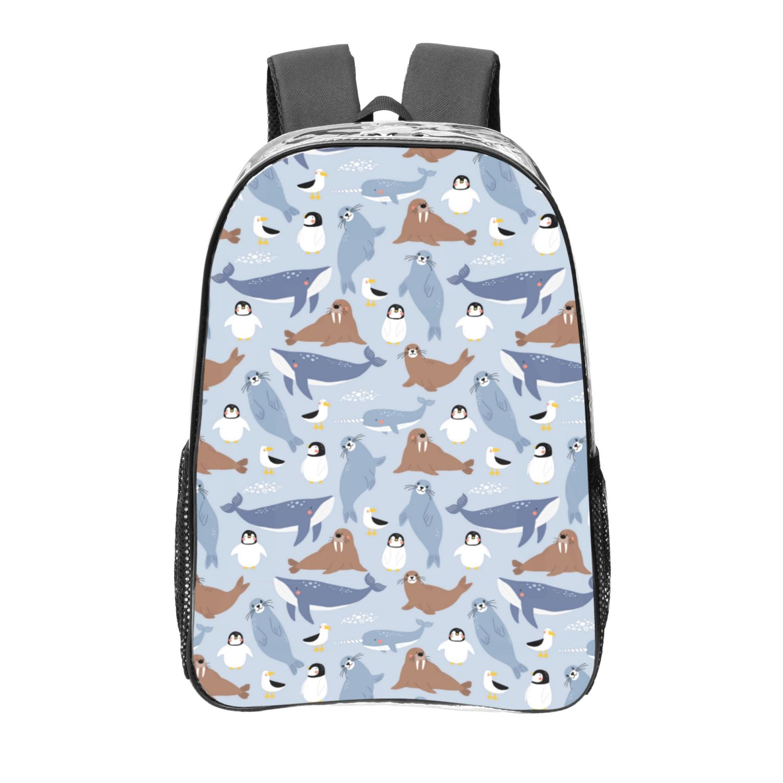 Honeii Seal Fox Seagull Whales Print Clear Backpack Heavy Duty ...