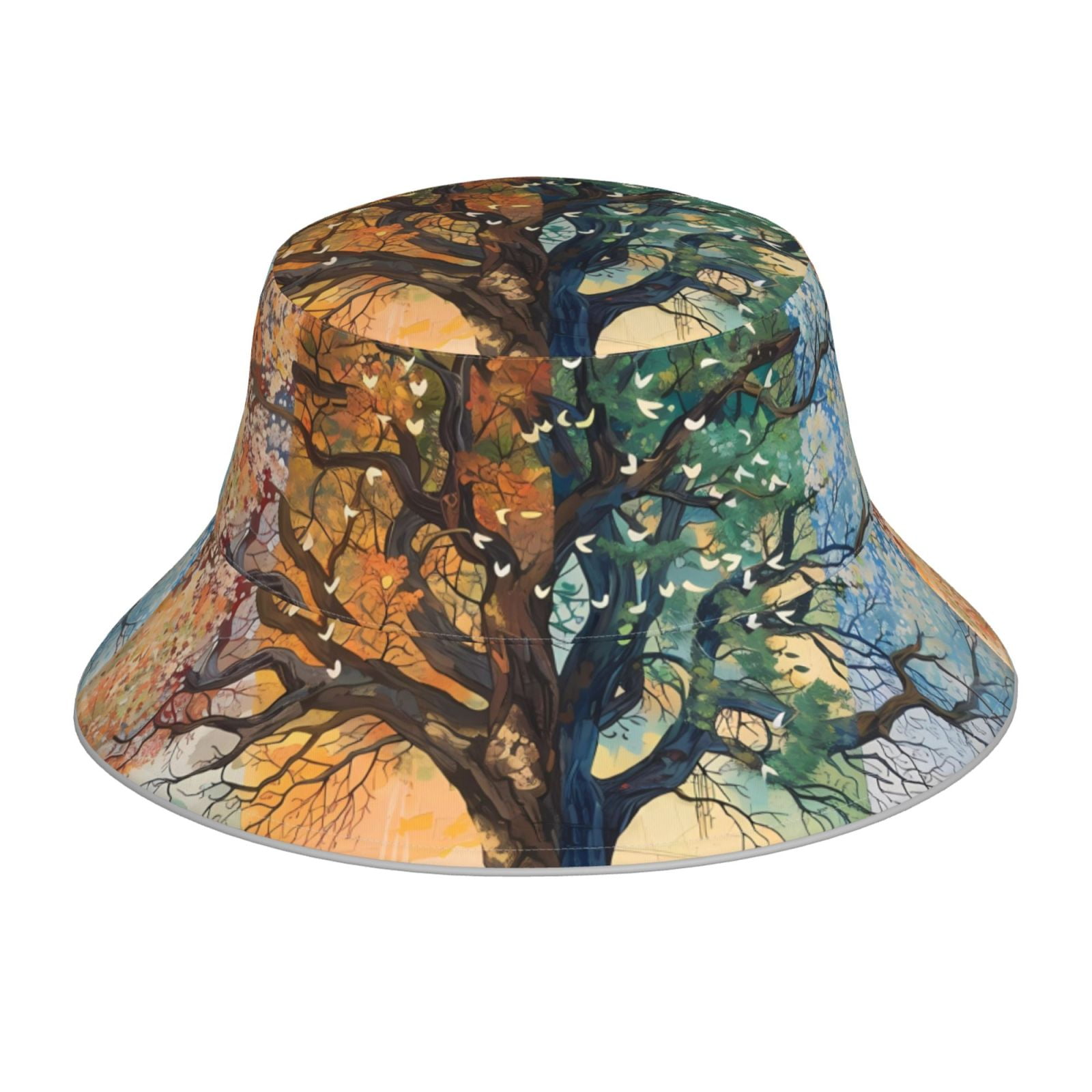 Honeii Seasonal Tree Reflection for Unisex Bucket Hat Waterproof Rain ...