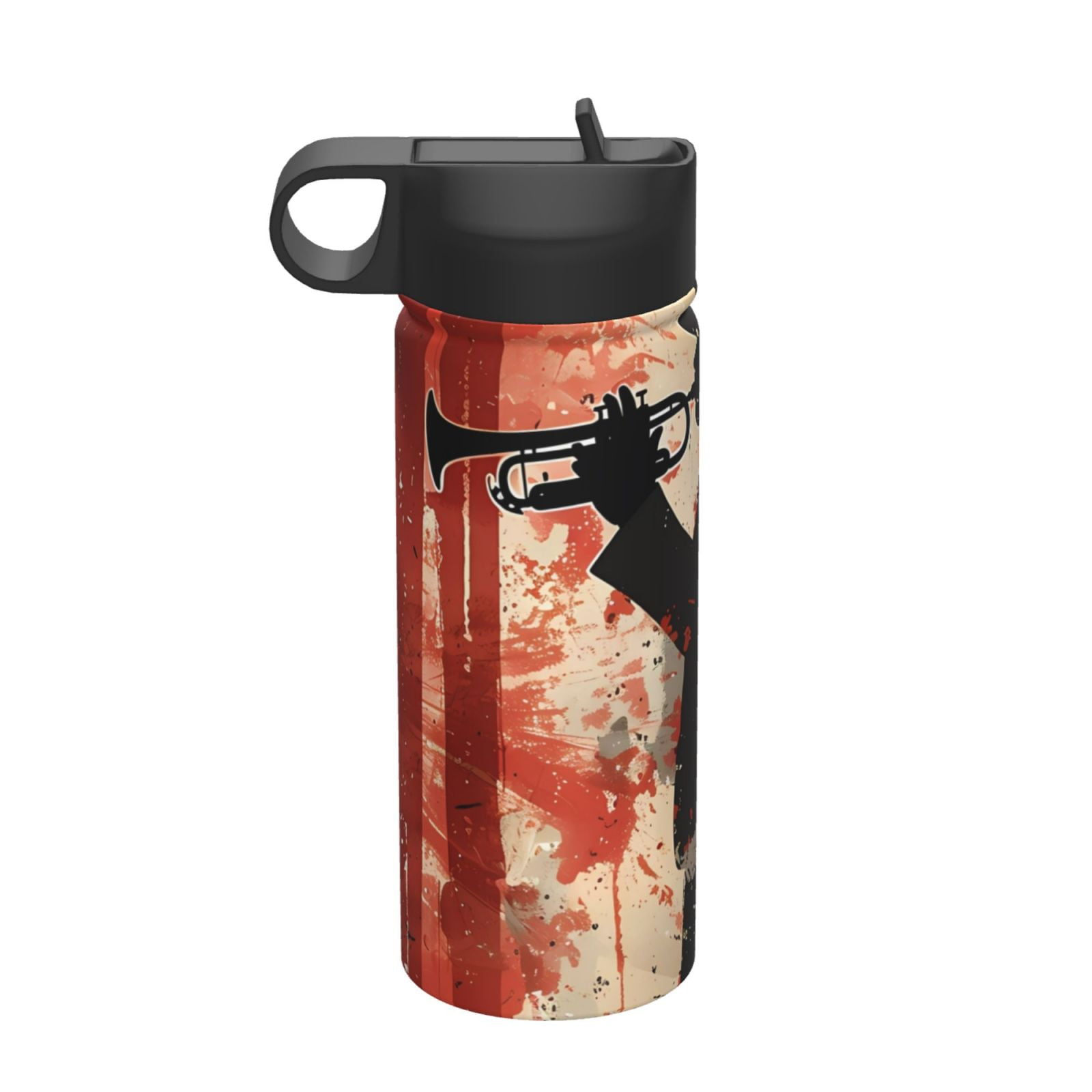 Honeii Silhouette Trumpet Red Art Print 18 oz Insulated Water Bottle ...