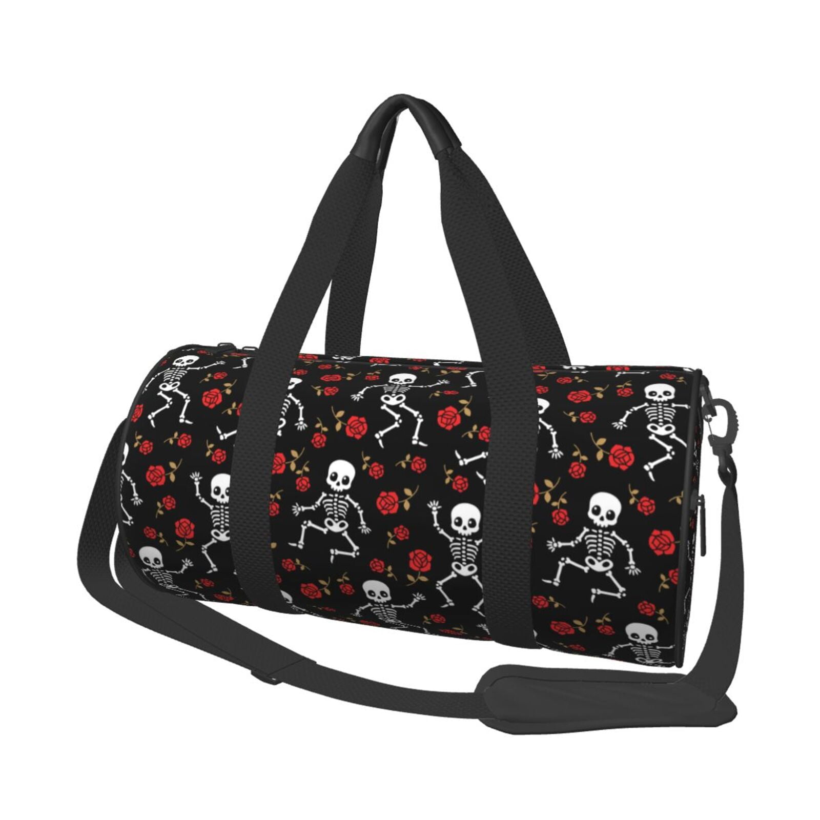 Honeii Skeleton with Roses Print Duffle Bag and Adjustable Strap ...