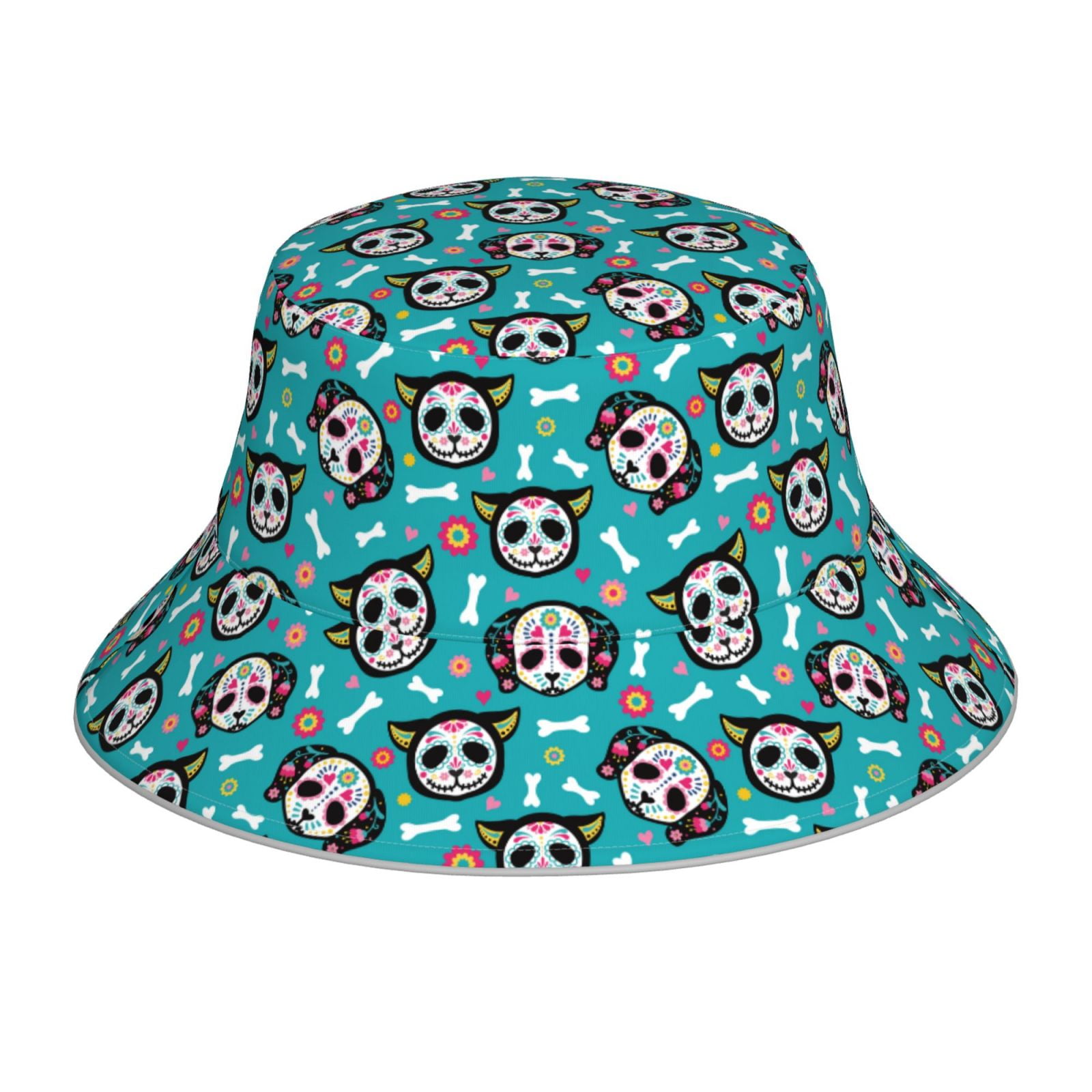 Honeii Skull Cat for Unisex Bucket Hat Waterproof Rain Hat Reversible ...