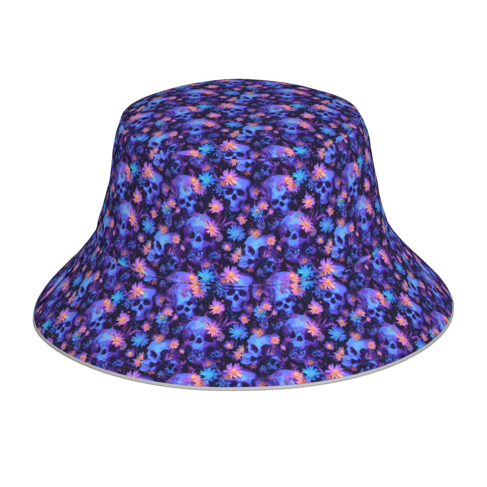 Honeii Skull daisy purple for Unisex Bucket Hat Waterproof Rain Hat ...