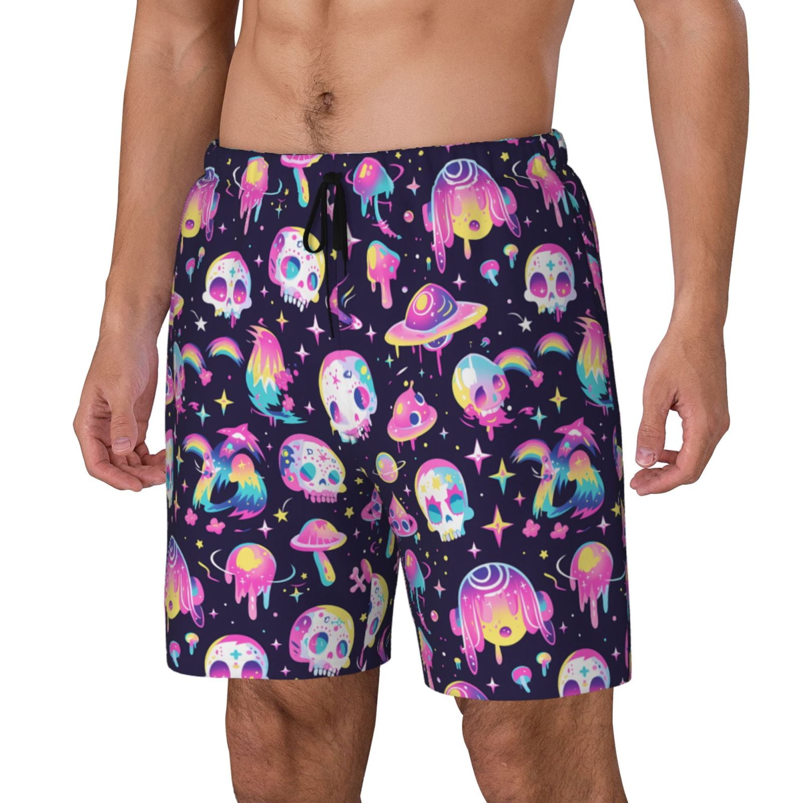 Honeii Skull mushroom space Print Men's Swim Shorts,Mens Swim Trunks ...