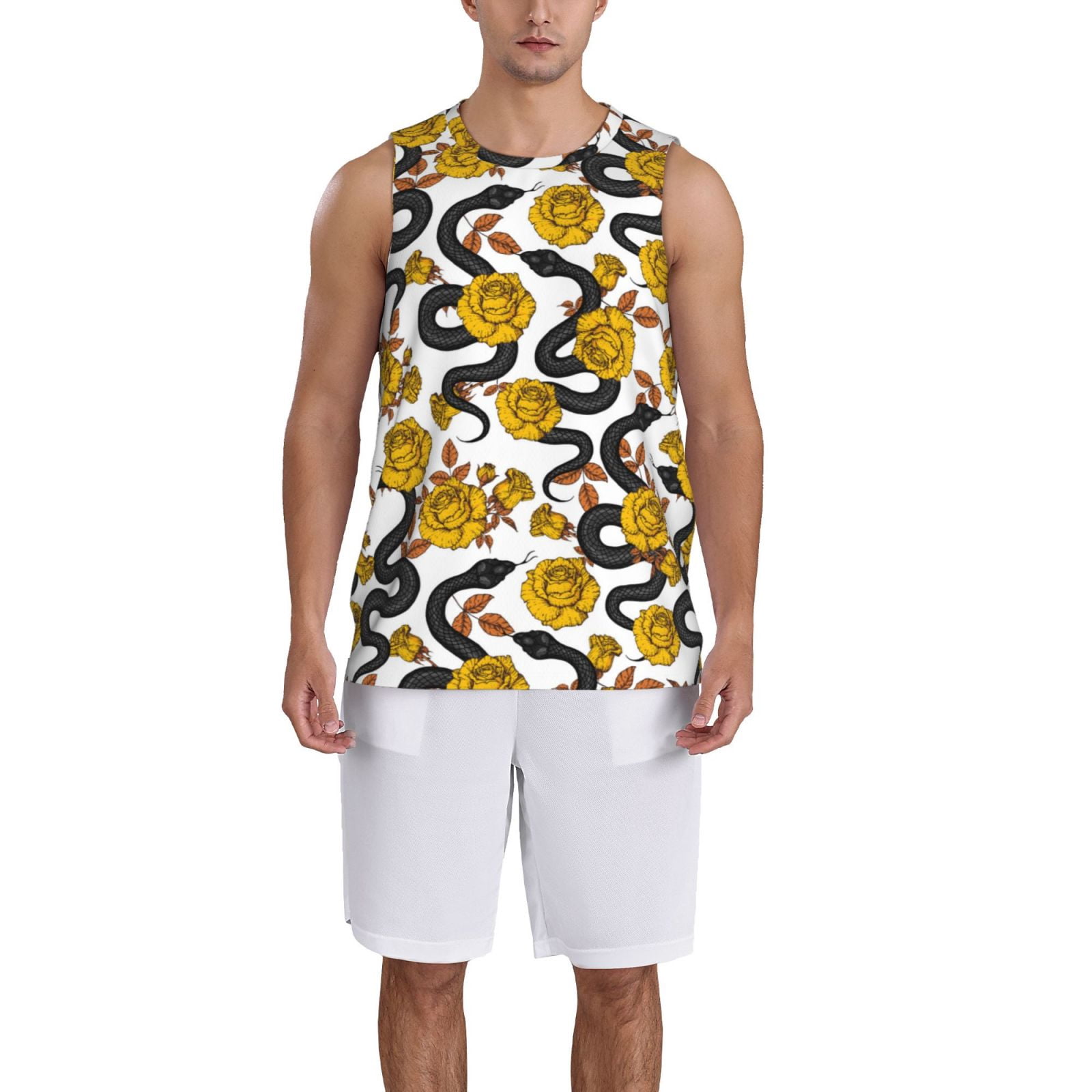Honeii Snake And Rose print basktball shirt for men and women, Unisex ...