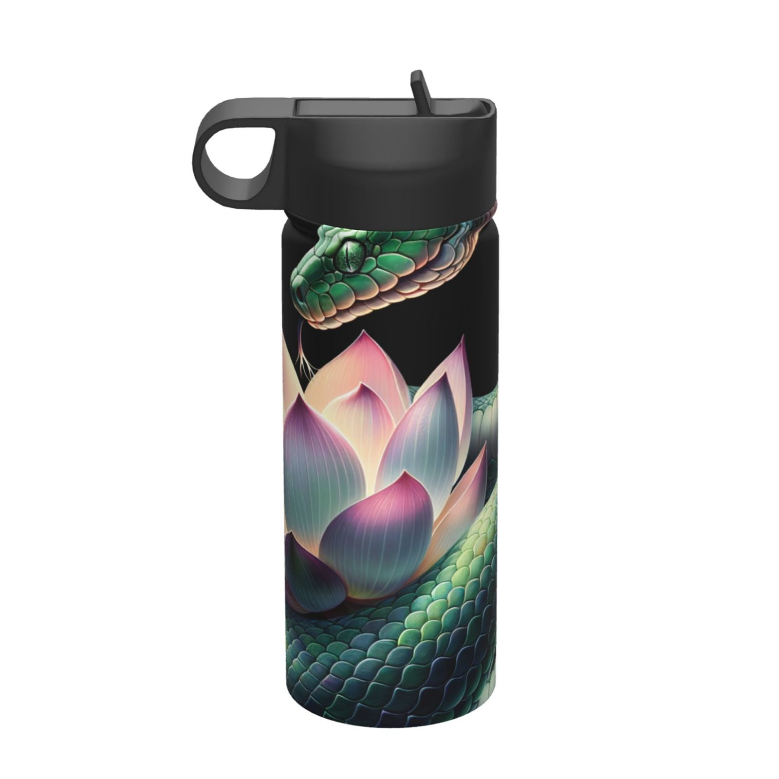 Honeii Snake Holding A Lotus Print 18 oz Insulated Water Bottle with ...