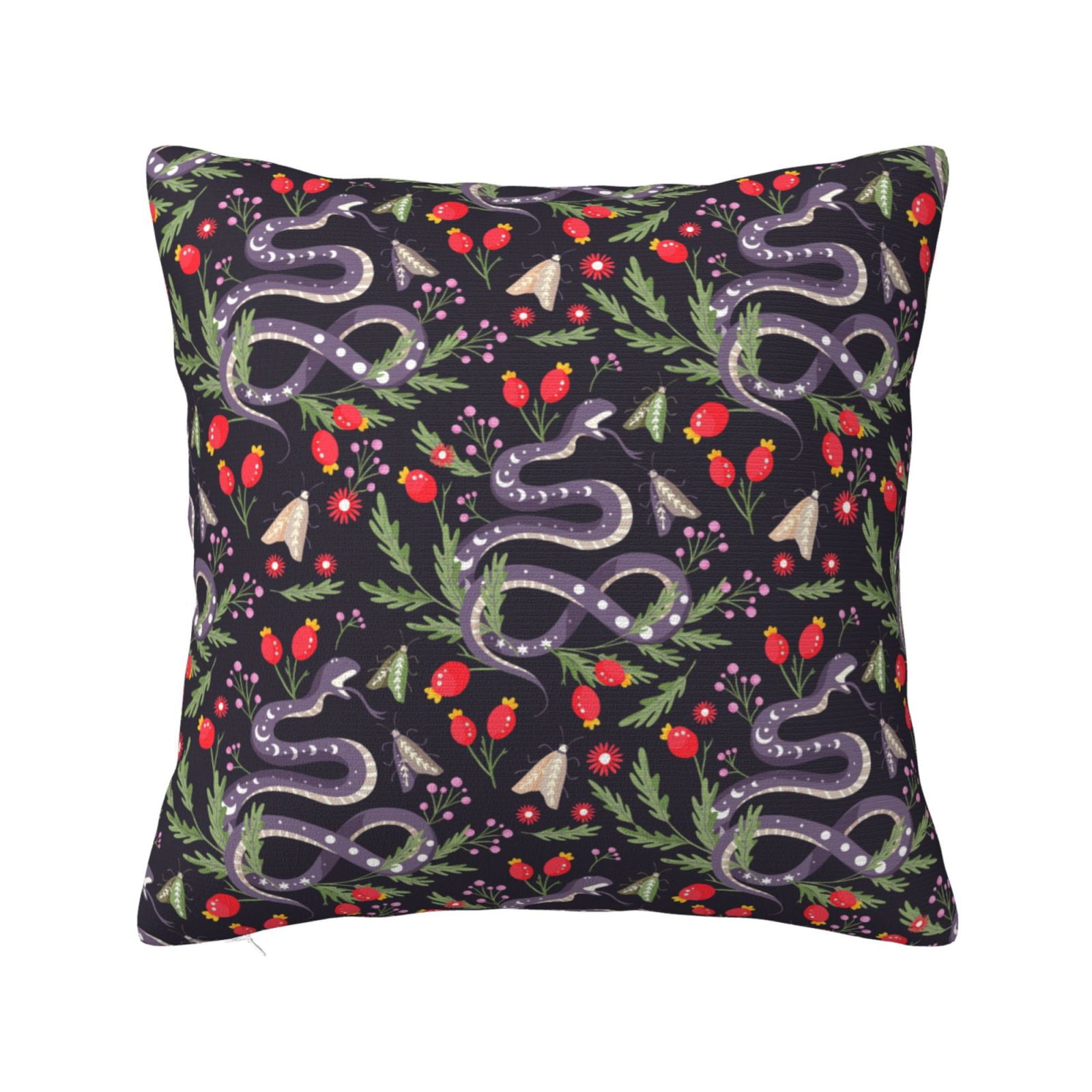 Honeii Snakes And Snake Fruit Print Throw Pillow, Square Decorative ...