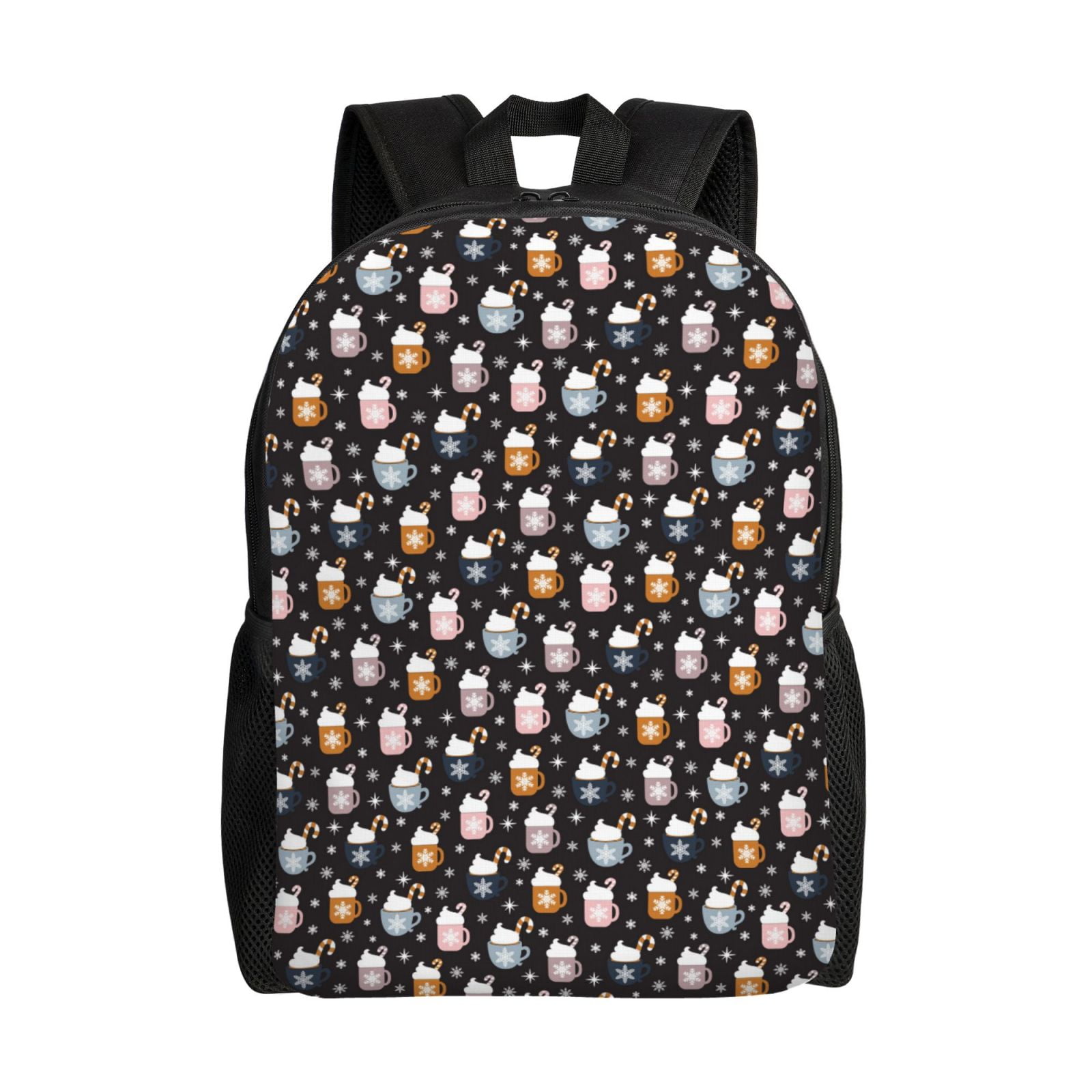 Honeii Snowflake Cream Hot Cocoa Print Laptop Backpack for Work ...