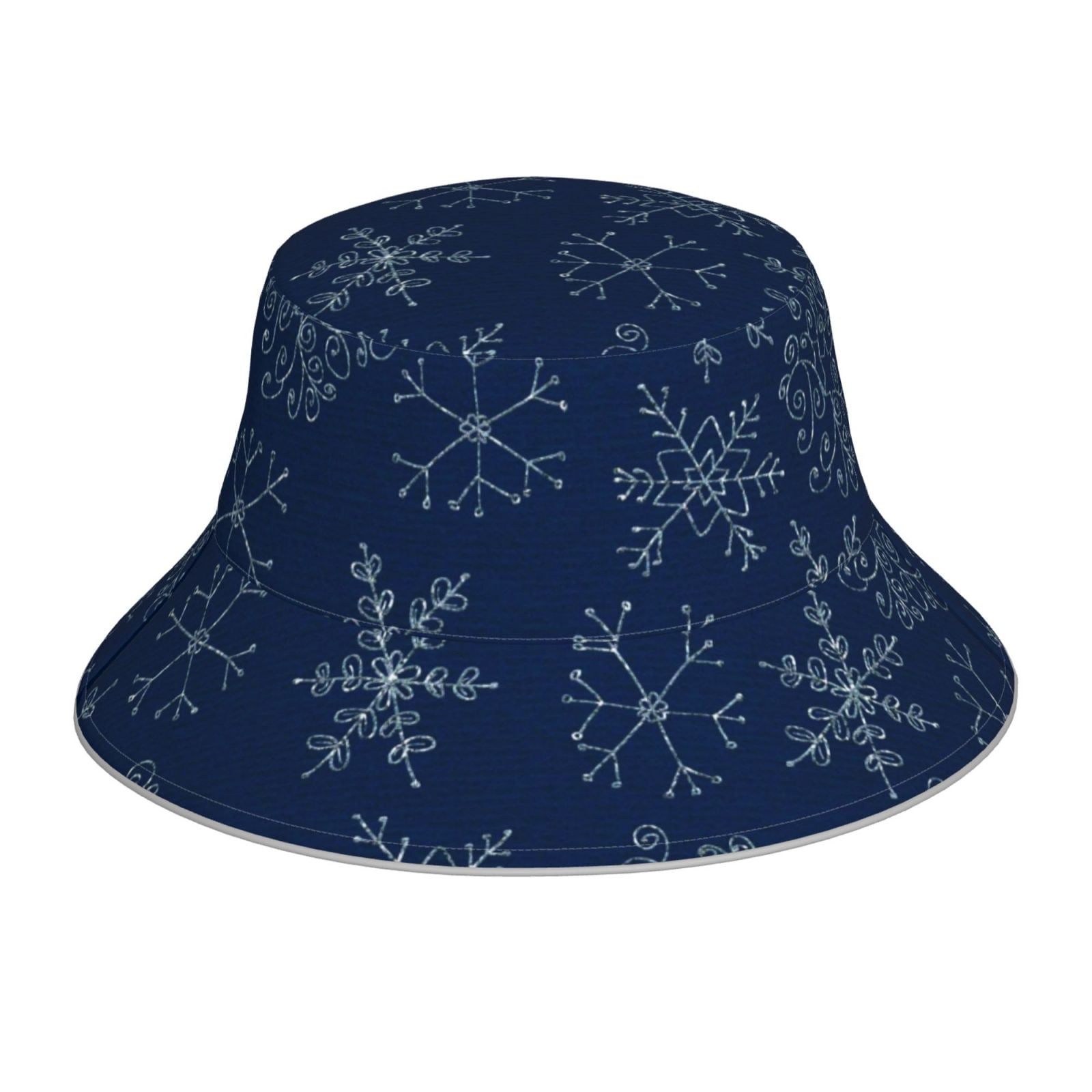 Honeii Snowflake Dark Blue for Unisex Bucket Hat Waterproof Rain Hat ...