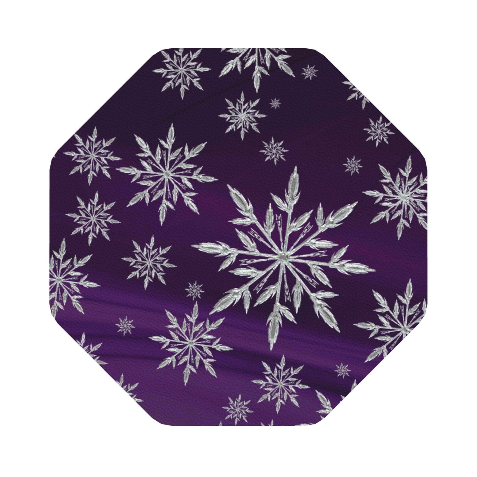 Honeii Snowflake Gradient Purple Print Leather Coaster Set of 6, Ideal ...