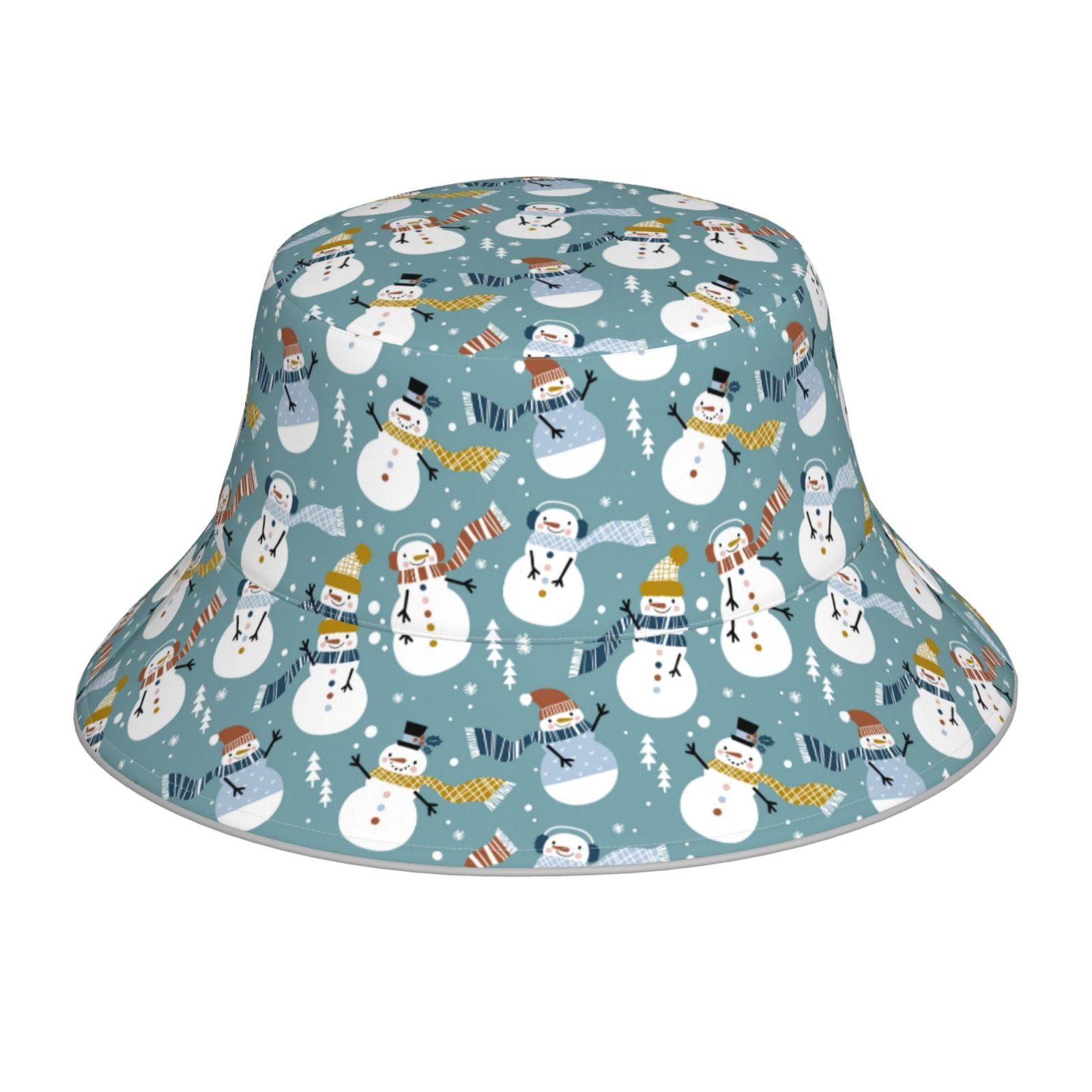 Honeii Snowflake Scarf Snowman for Unisex Bucket Hat Waterproof Rain ...