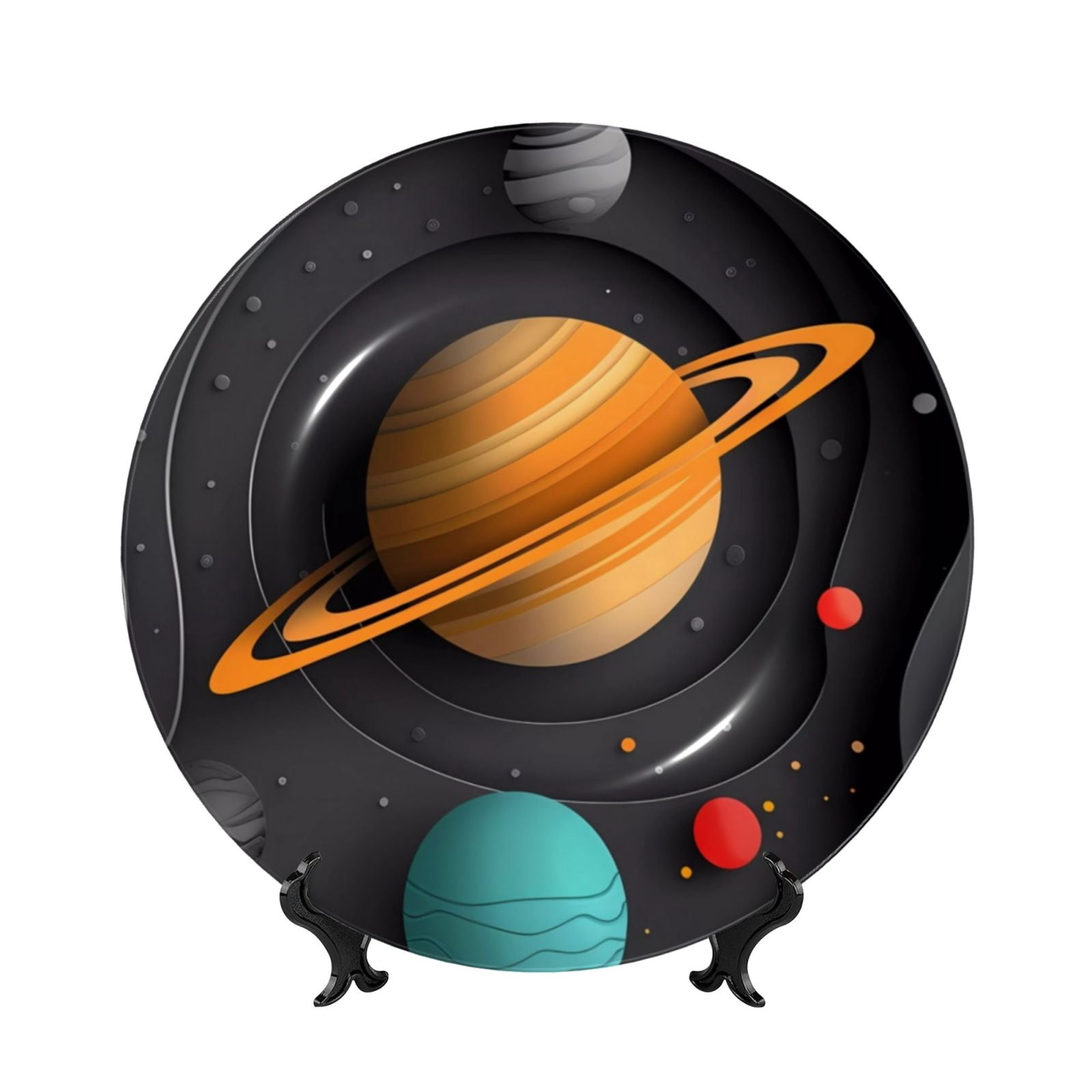 Honeii Solar System Paper Art Print Elegant Bone China Decorative Plate ...