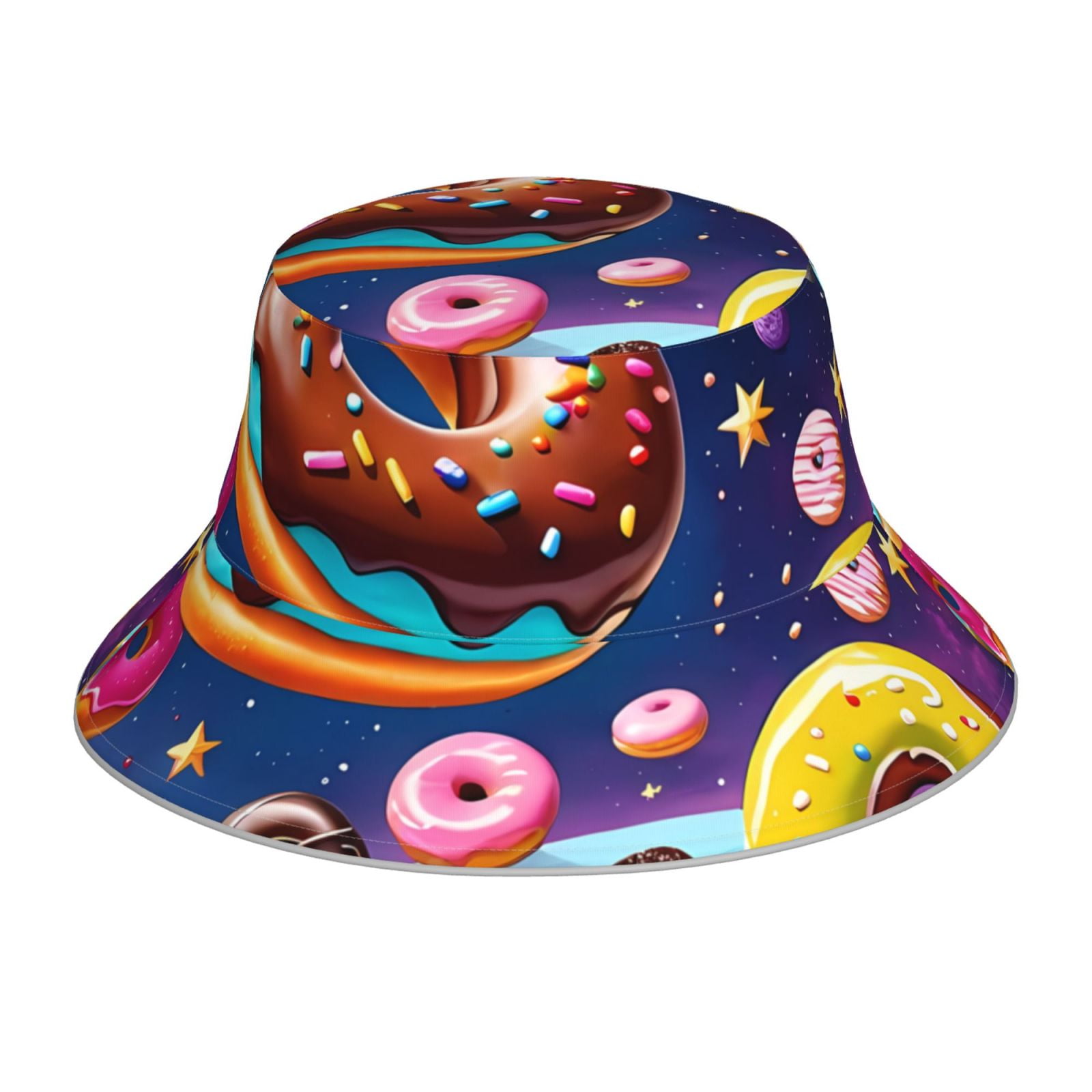 Honeii Space Colorful Donut for Unisex Bucket Hat Waterproof Rain Hat ...
