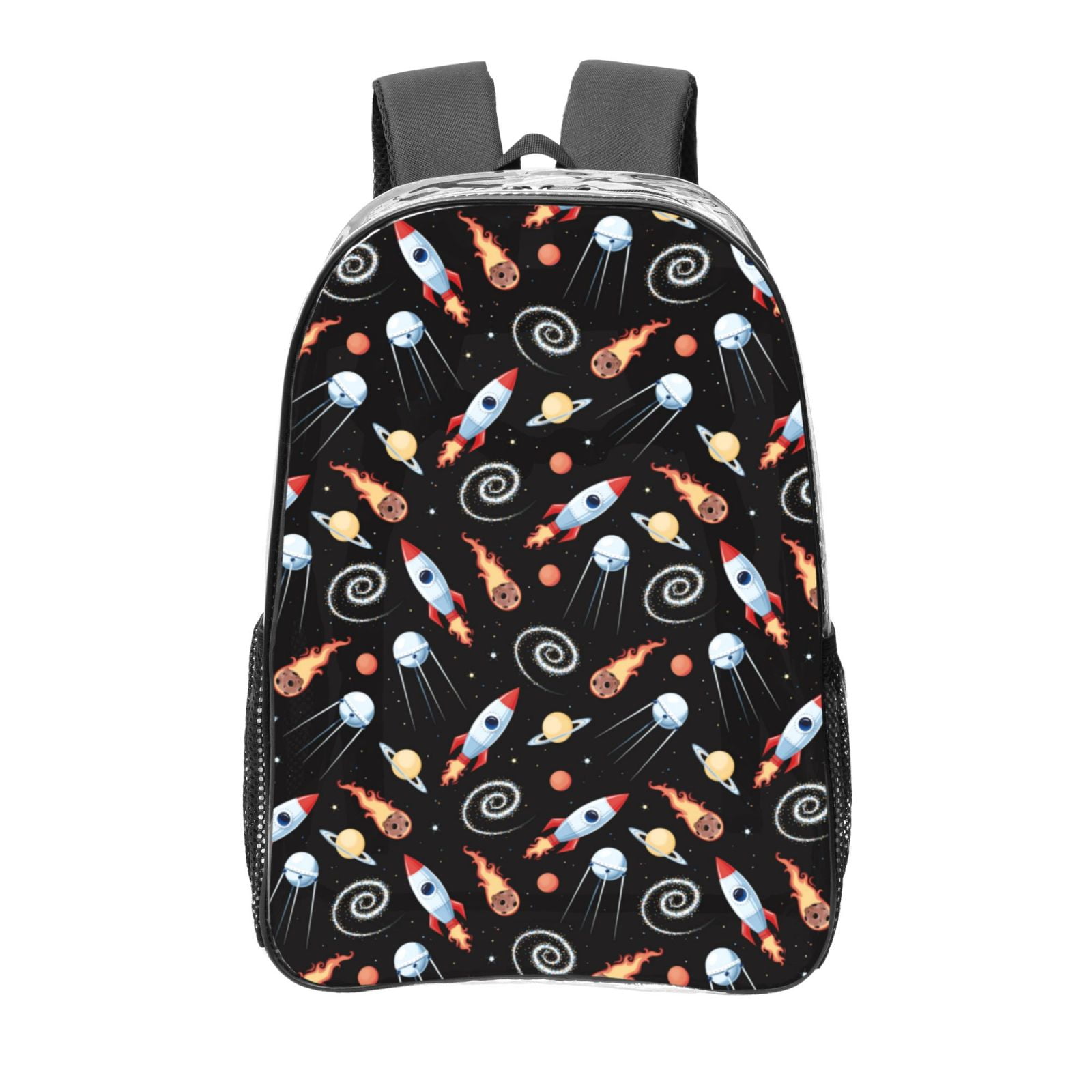 Honeii Space Rocket Print Clear Backpack Heavy Duty Transparent Bag 17 ...