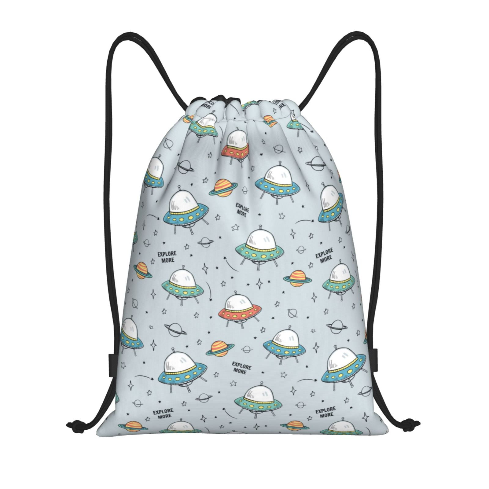 Honeii Spaceship Print Drawstring Backpack,Drawstring Bags String ...