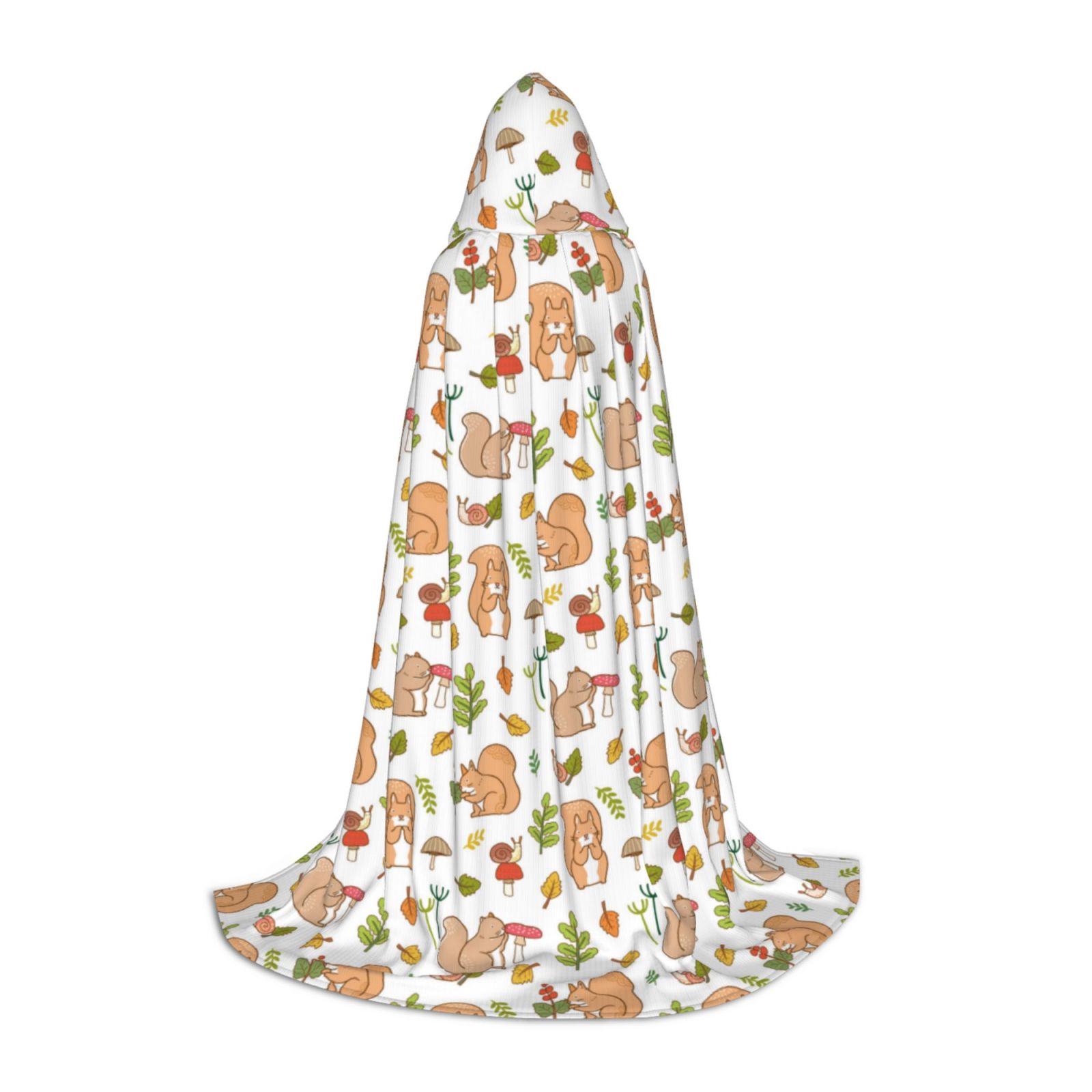 Honeii Squirrel And Mushroom Print Poncho Cape, Cloak Coat, Snuggly ...