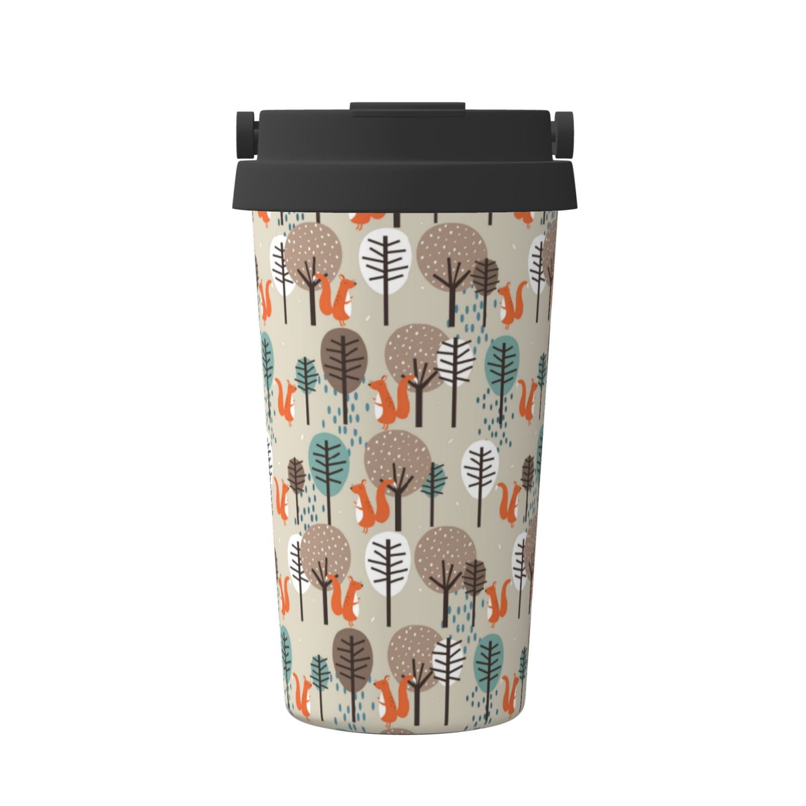 Honeii Squirrels and Trees Print Travel Coffee Mug Insulated Coffee Cup ...