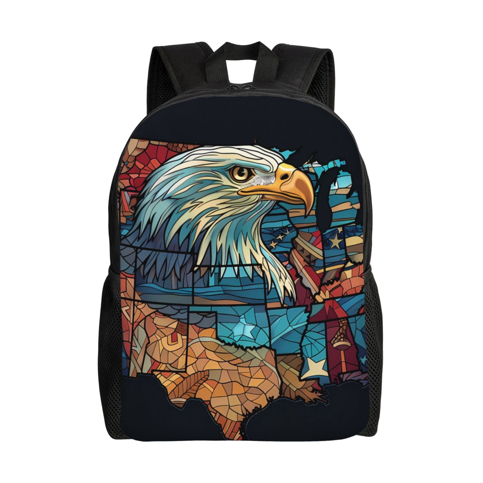 Honeii Stained Glass Eagle USA Print Laptop Backpack for Work, College ...