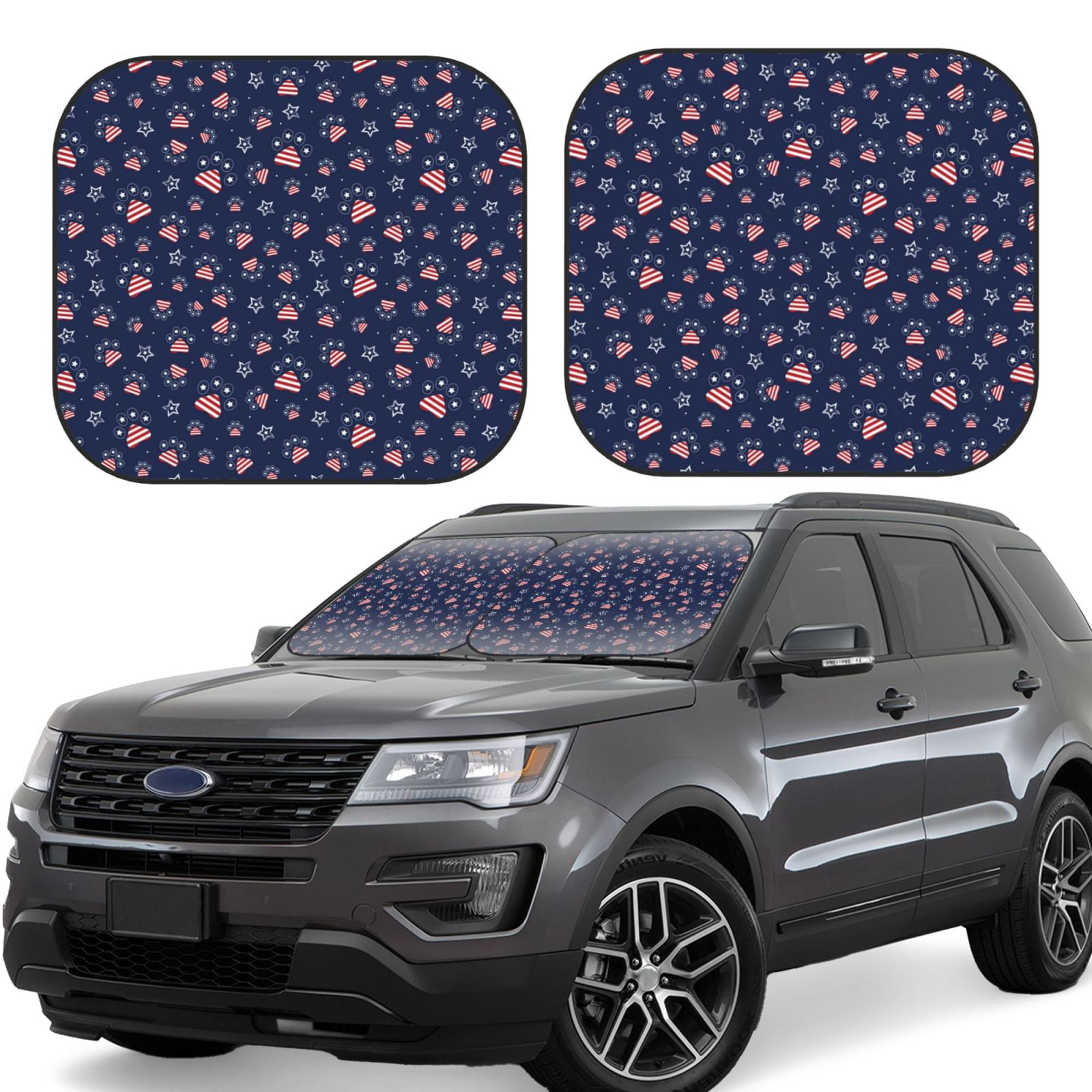 Honeii Star Dog Paw Print Foldable Car Sun Shade for Windshield, 2 ...