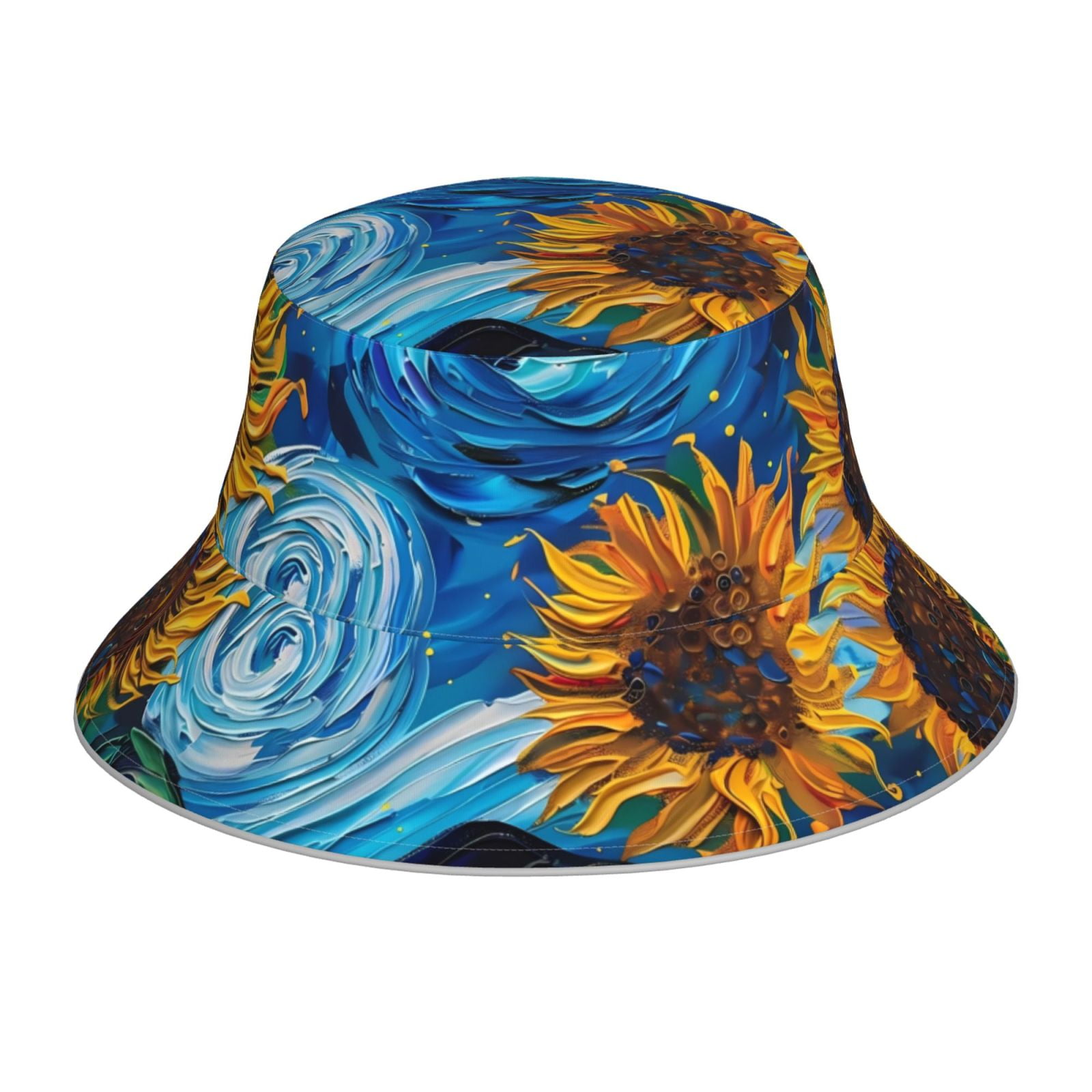 Honeii Starry Night Sunflower Field for Unisex Bucket Hat Waterproof ...