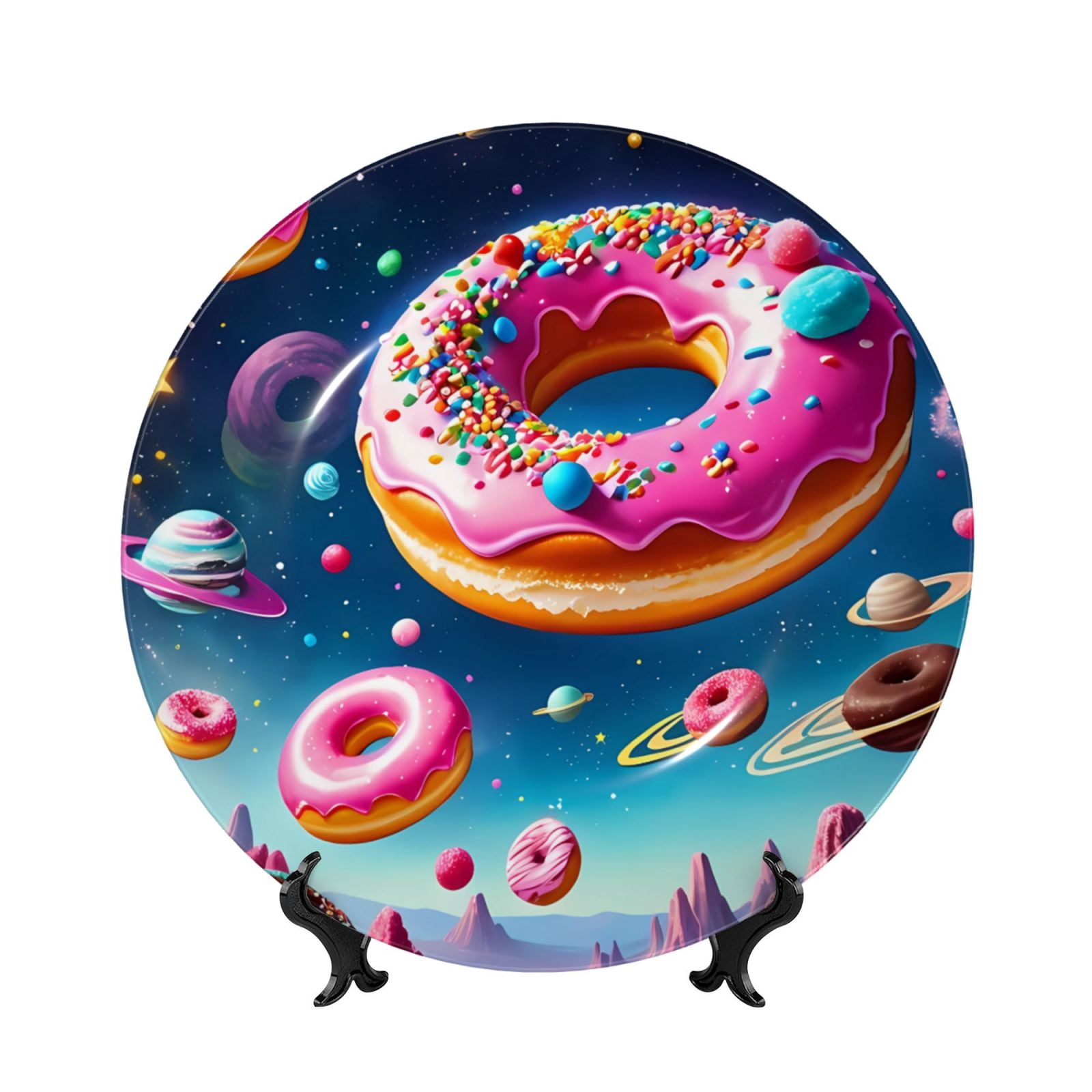 Honeii Starry Sky Colorful Donut Print Elegant Bone China Decorative ...