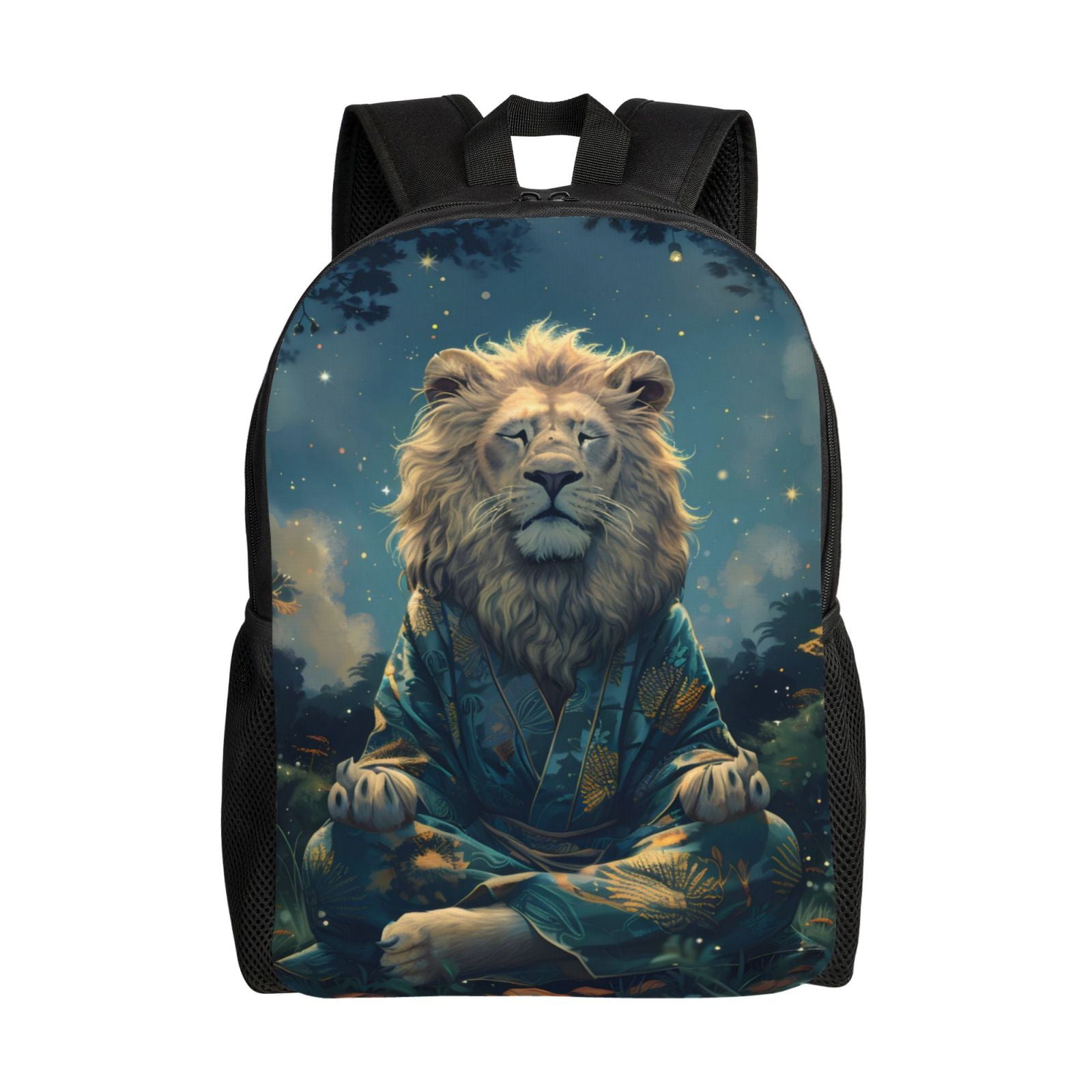 Honeii Starry Sky Meditating Lion Print Laptop Backpack for Work ...