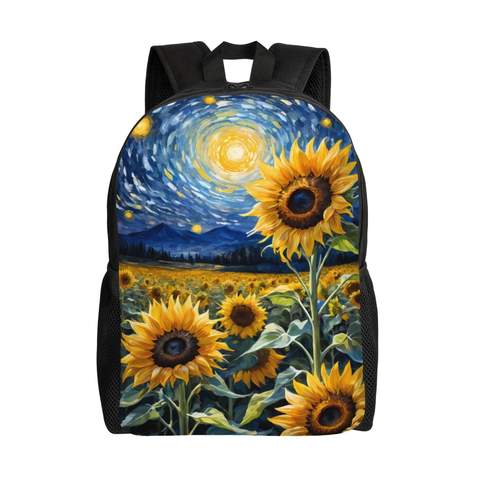 Honeii Starry Sky Sunflower Print Laptop Backpack for Work, College ...