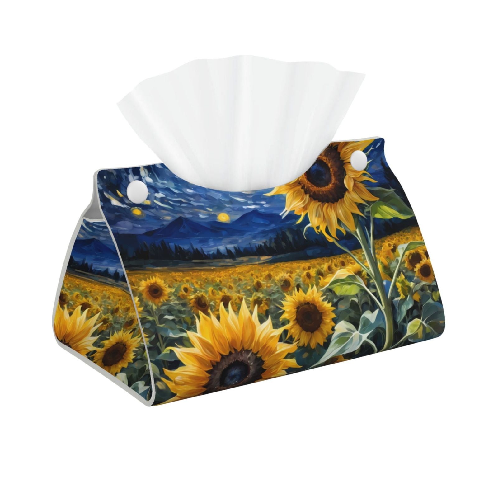 Honeii Starry Sky Sunflower for Tissue Box Cover/Holder - Covers Rectangular Shaped Boxes with a ...