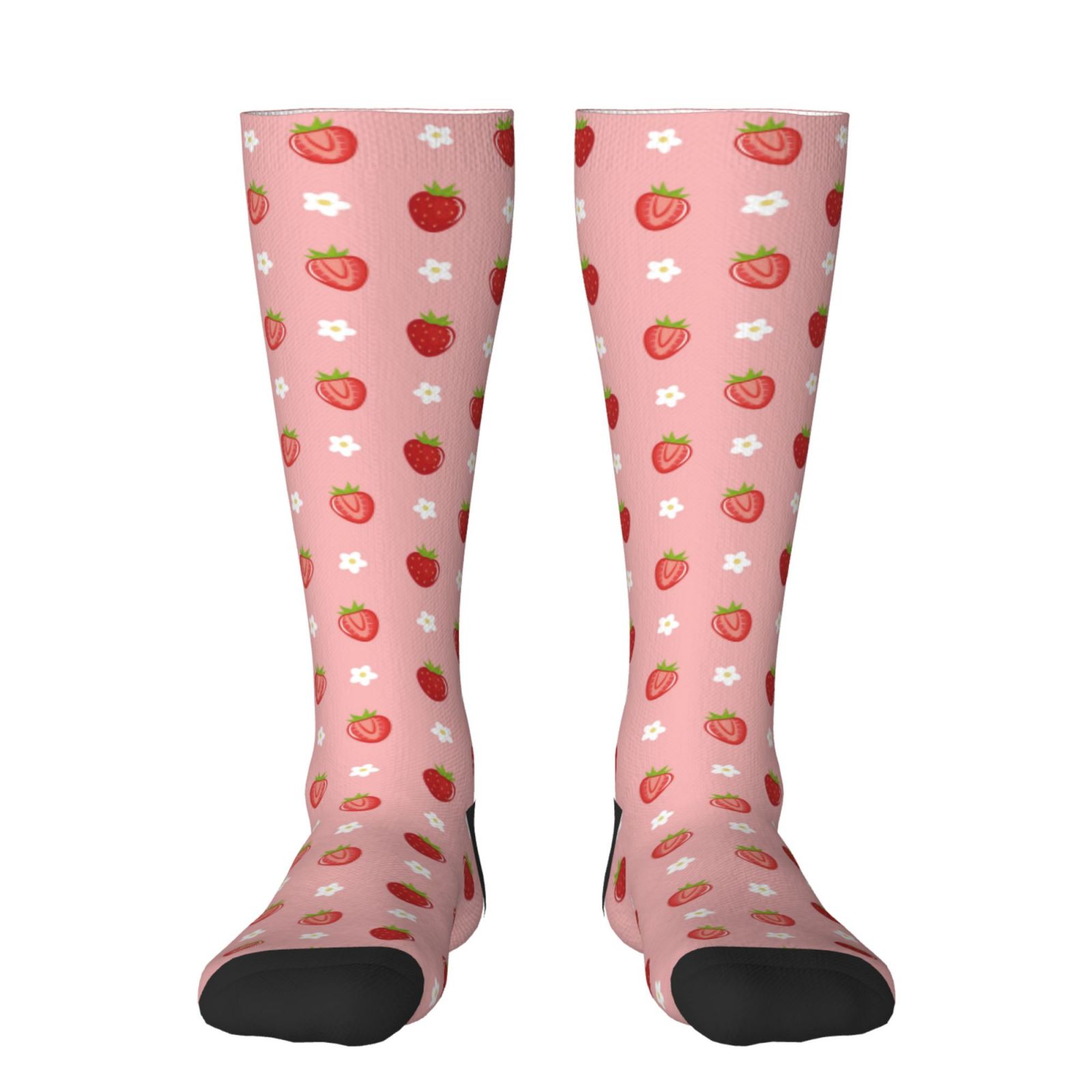 Honeii Strawberries Print Long Socks,Novelty Design Socks Gift for Men ...