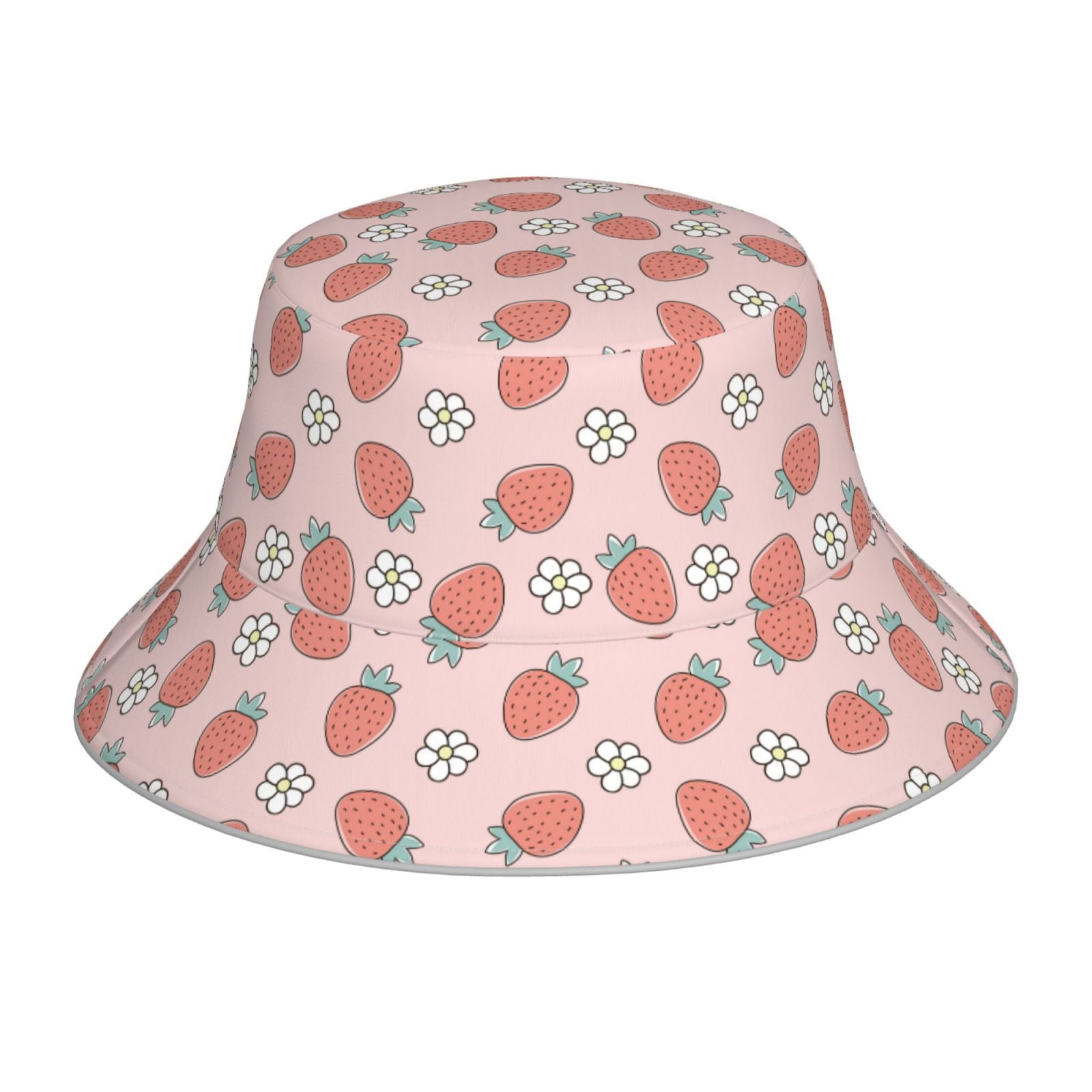 Honeii Strawberry And Flowers for Unisex Bucket Hat Waterproof Rain Hat ...