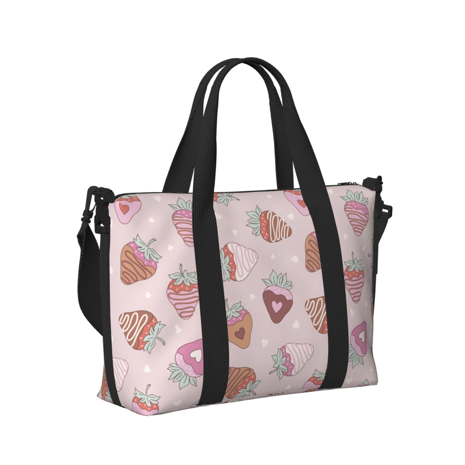Honeii Strawberry Cake Print Hand Travel Bag,Travel Duffle Bag ...