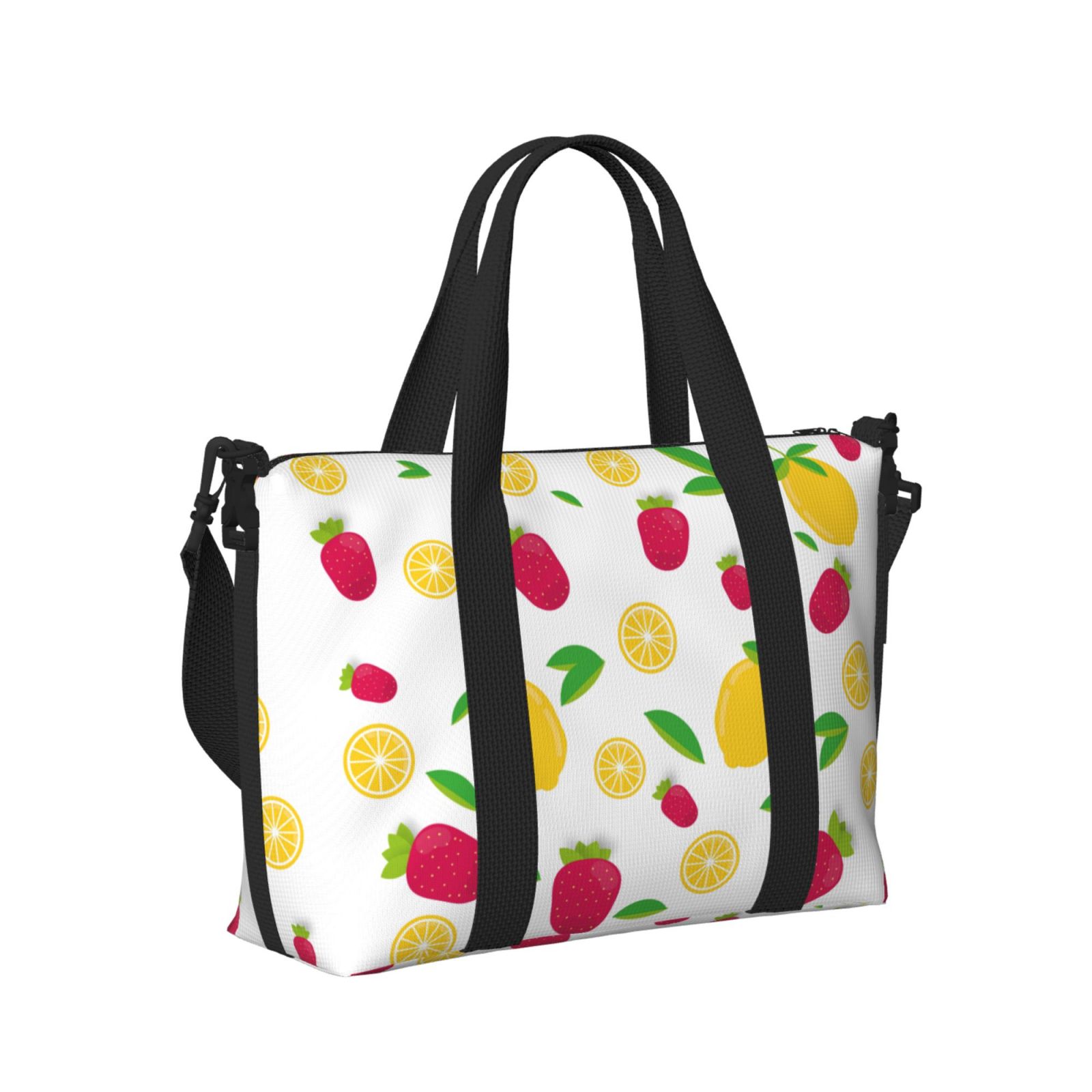 Honeii Strawberry and Lemon Print Hand Travel Bag,Travel Duffle Bag ...