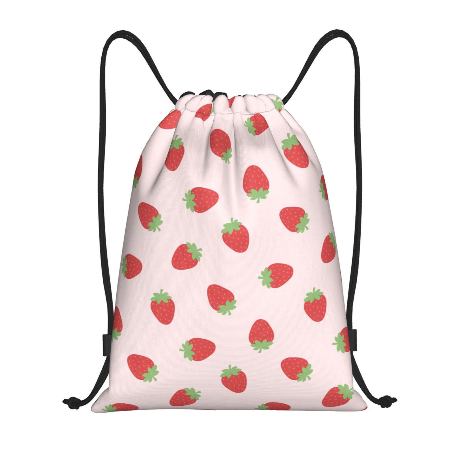Honeii Strawberry Print Drawstring Backpack,Drawstring Bags String ...