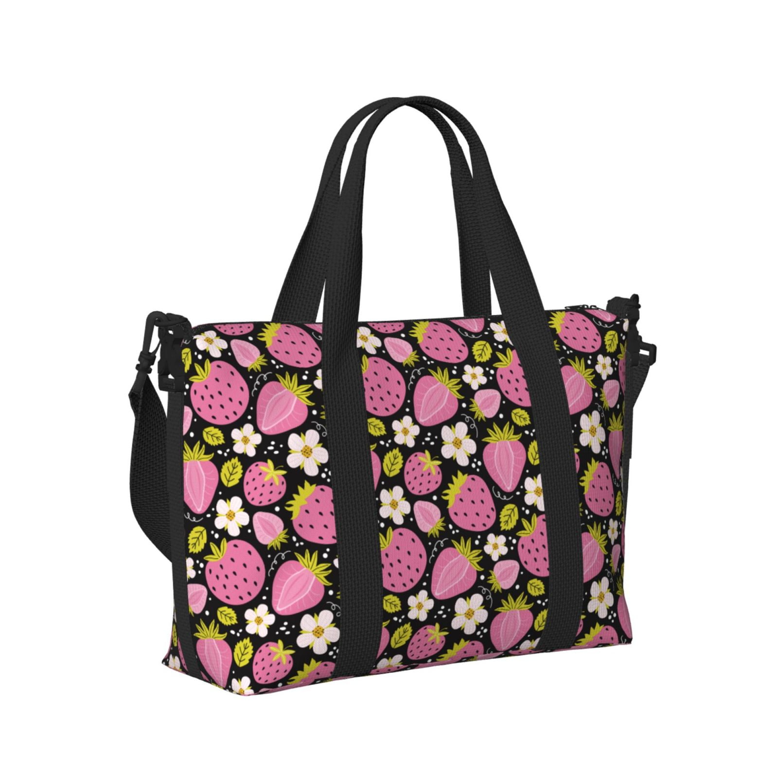 Honeii Strawberry Print Hand Travel Bag,Travel Duffle Bag, Waterproof ...