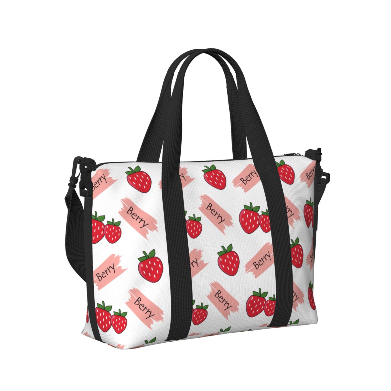 Honeii Strawberry Print Hand Travel Bag,Travel Duffle Bag, Waterproof ...
