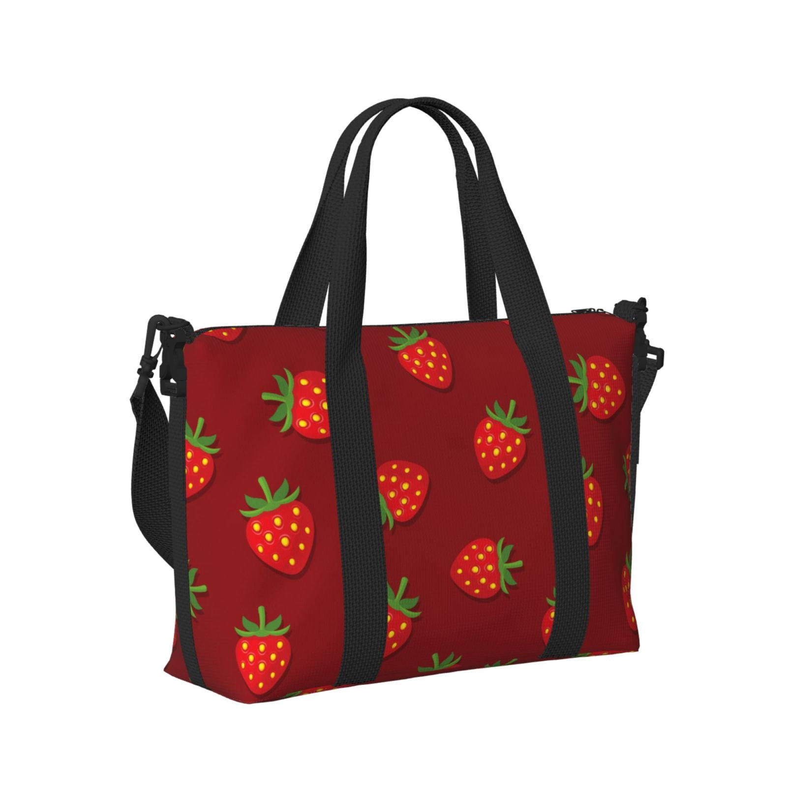 Honeii Strawberry Print Hand Travel Bag,Travel Duffle Bag, Waterproof ...
