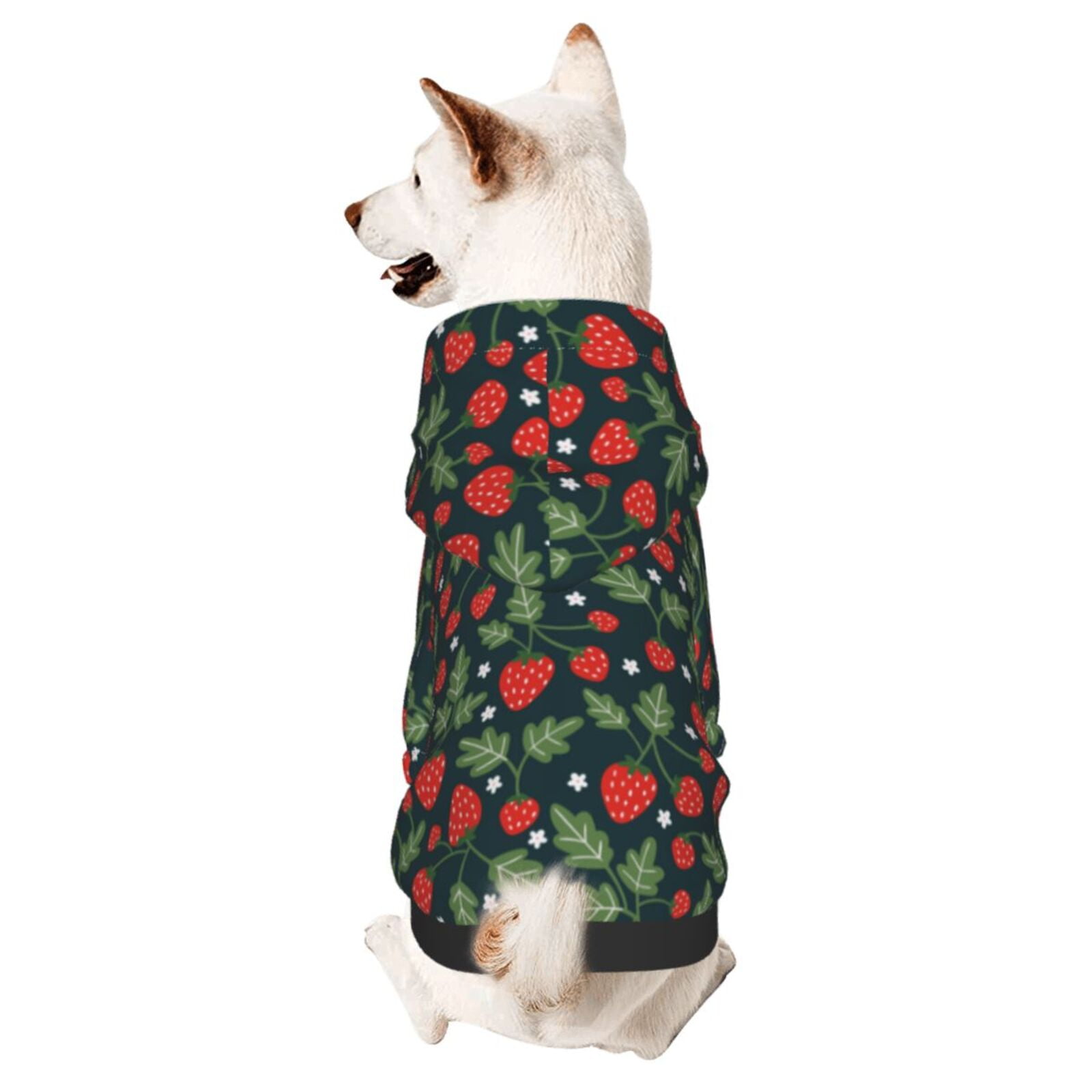 Honeii Strawberry Print Small Dog Hoodies Pet Hooded Sweatshirts Fall ...