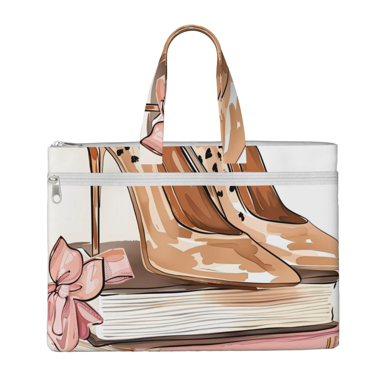 Honeii Stylish High Heels On Books Print Canvas Tote Bag with ...