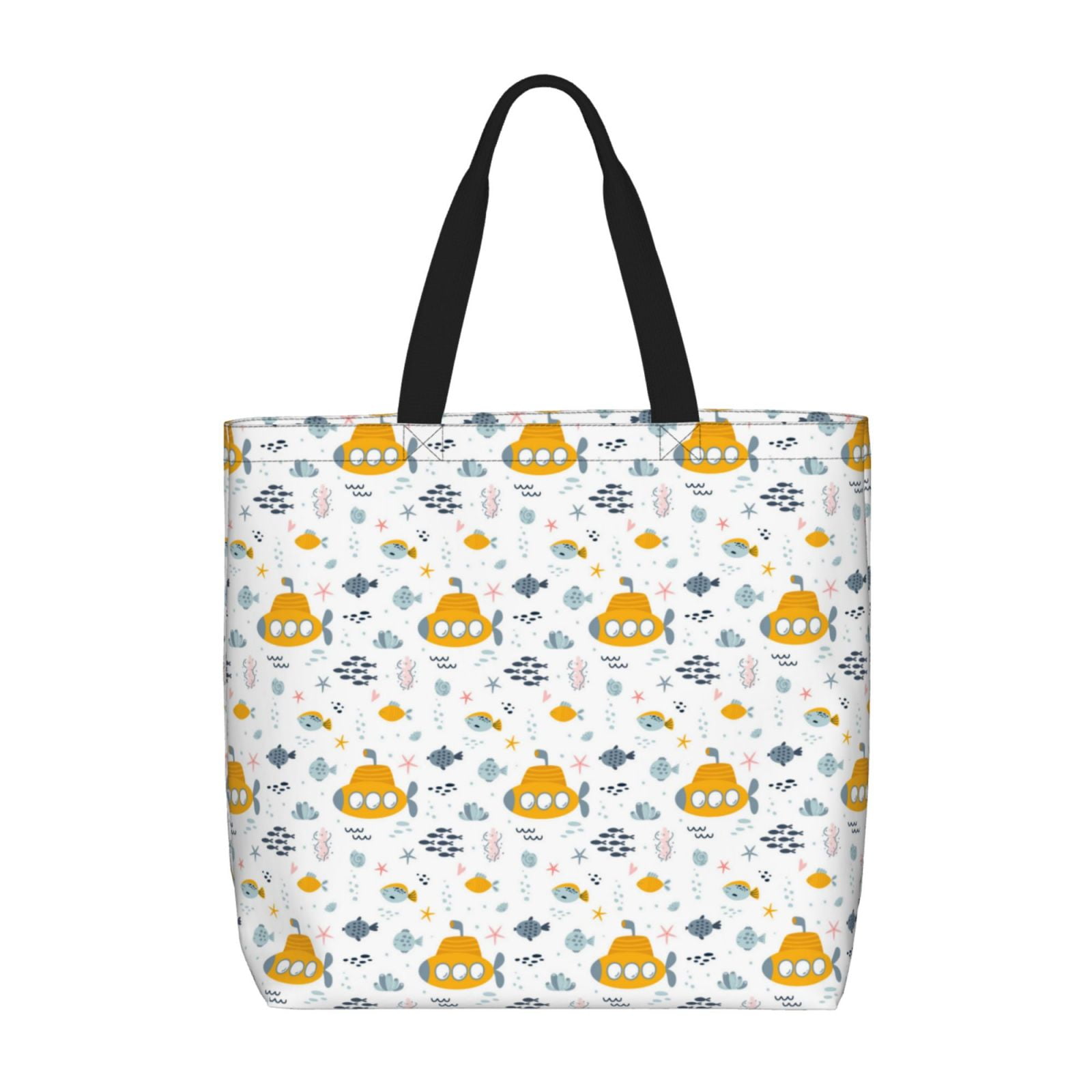 Honeii Submarine Ship Print Tote Bag, Reusable Grocery Shopping Bag ...