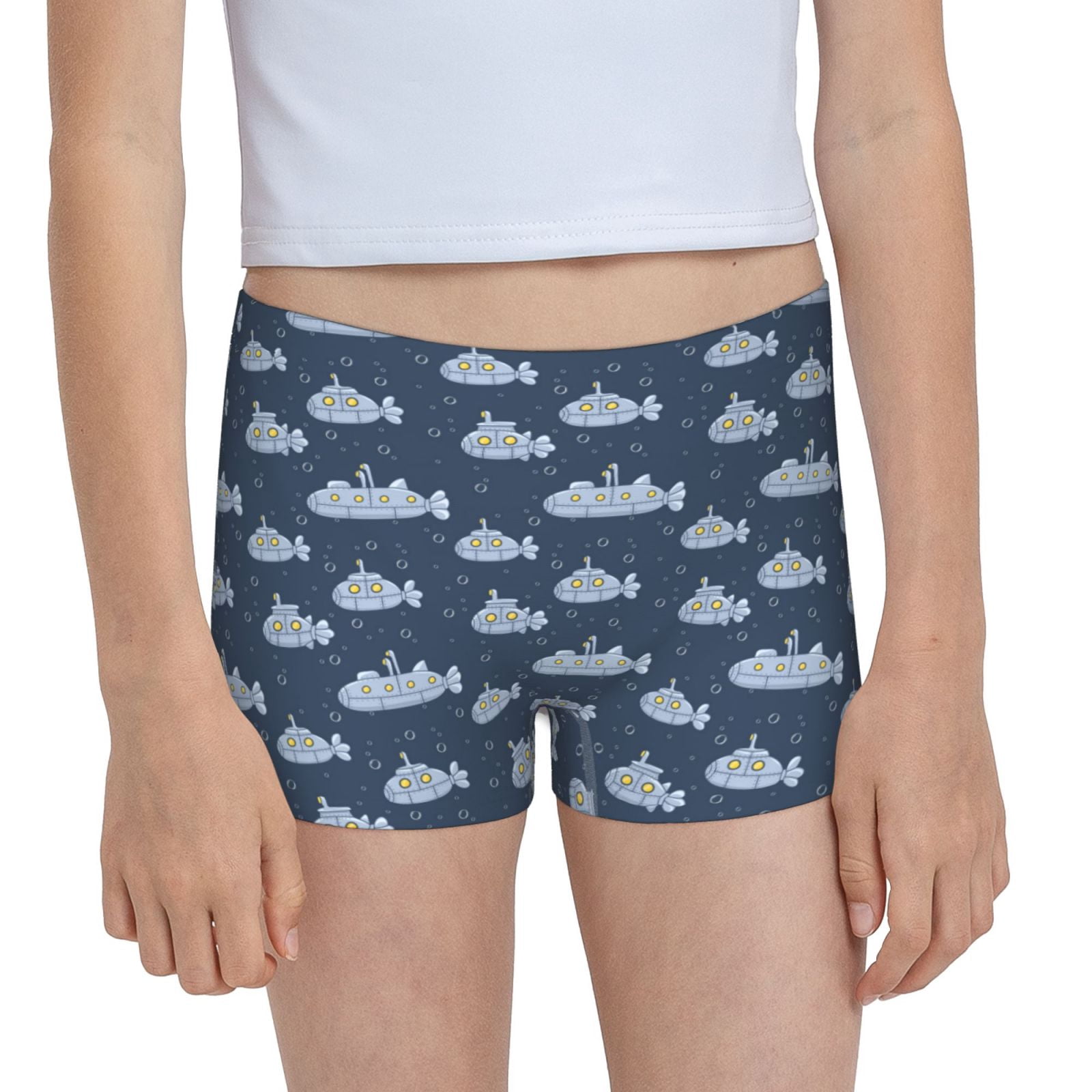 Honeii Submarine With Periscope Print 100% Cotton Boxer Briefs, Girls ...