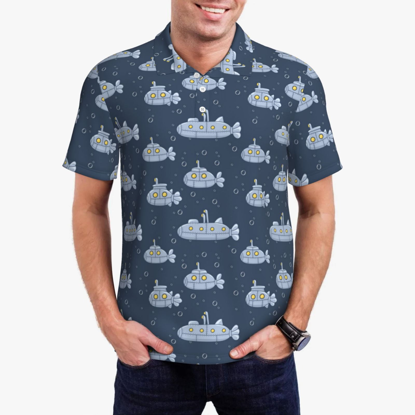 Honeii Submarine With Periscope print Polo Shirt, a classic short ...