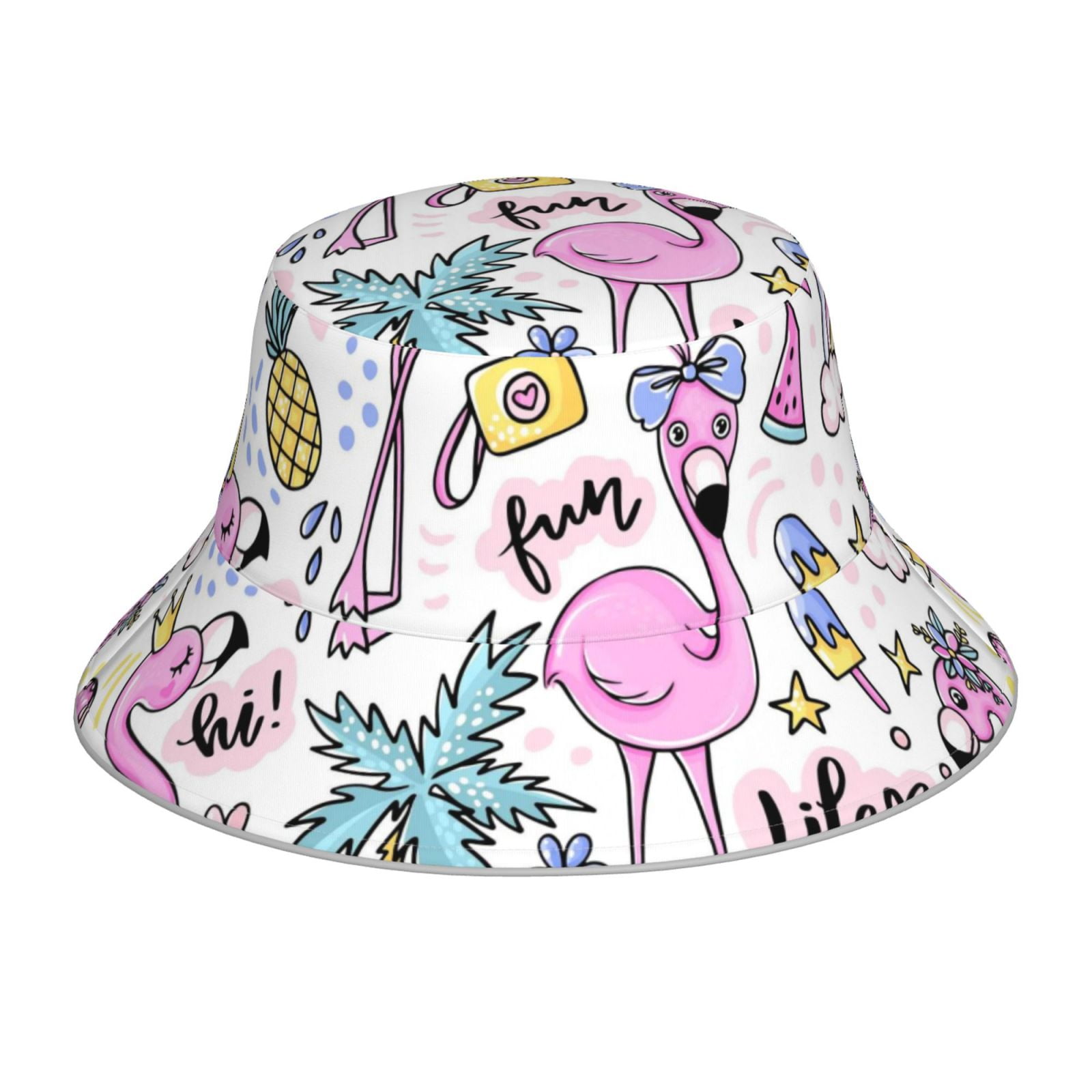 Honeii Summer with Flamingo for Unisex Bucket Hat Waterproof Rain Hat ...
