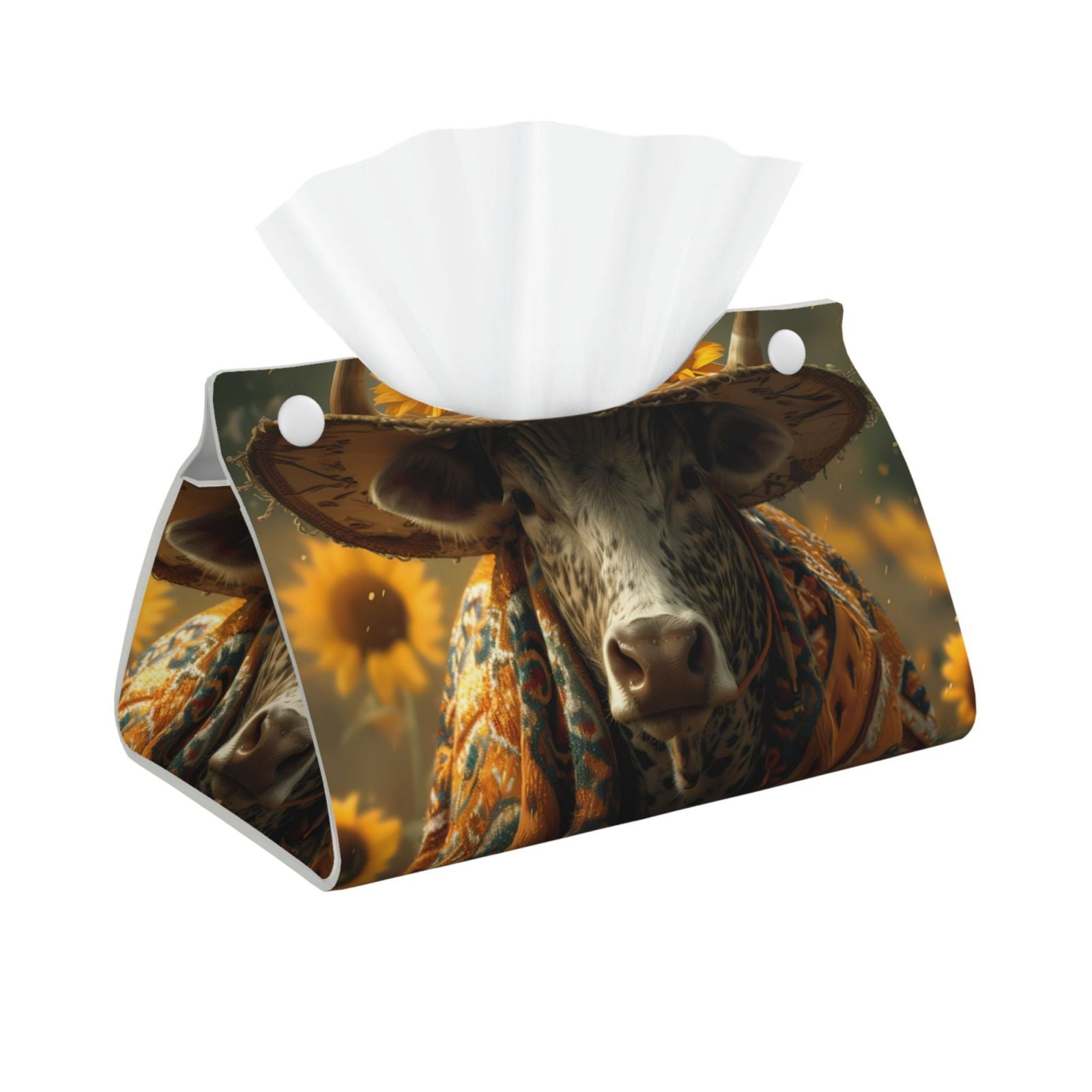 Honeii Sunflower Cowboy Hat Cow for Tissue Box Cover/Holder - Covers ...
