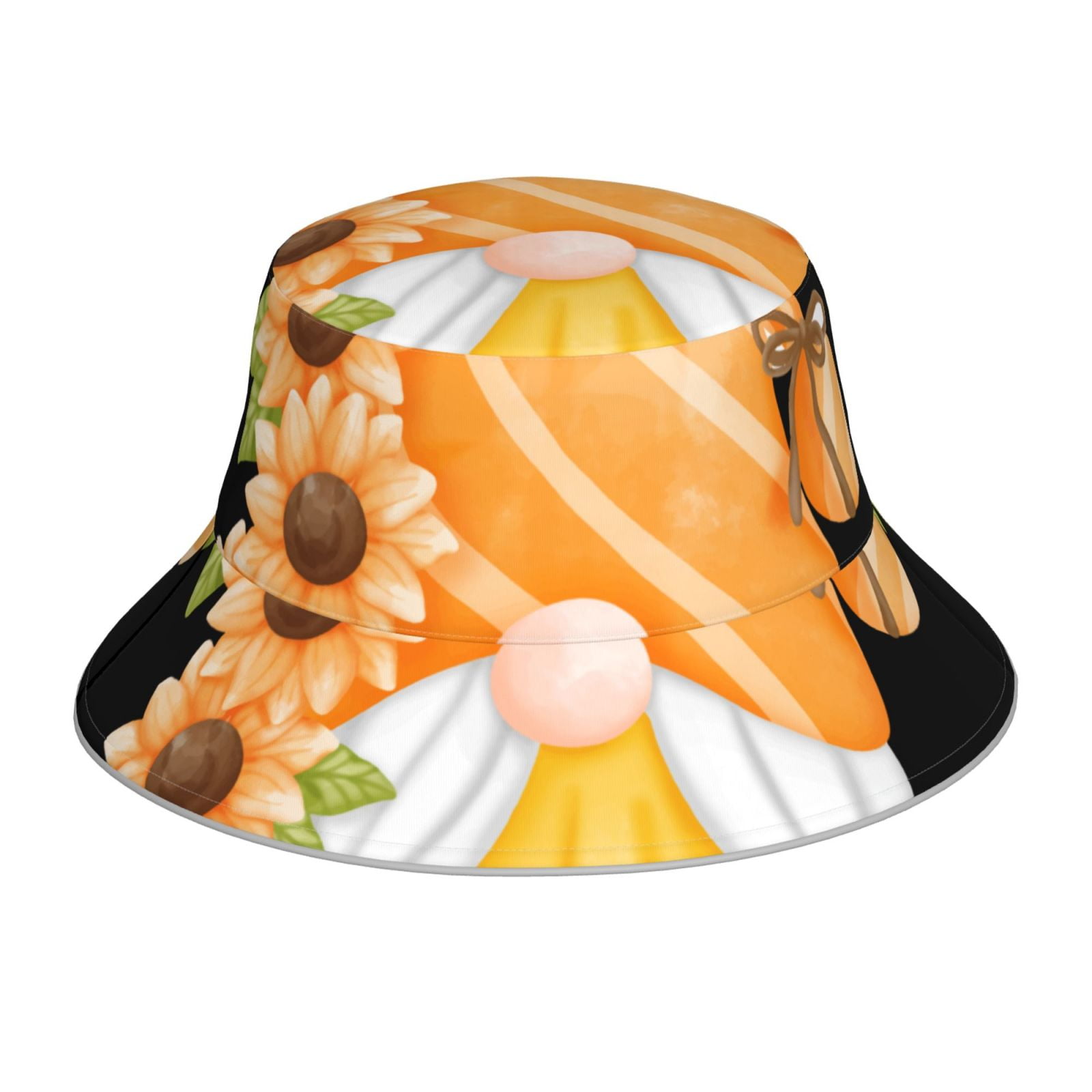 Honeii Sunflower Gnomes 2 for Unisex Bucket Hat Waterproof Rain Hat Reversible Shiny Rave Bucket ...