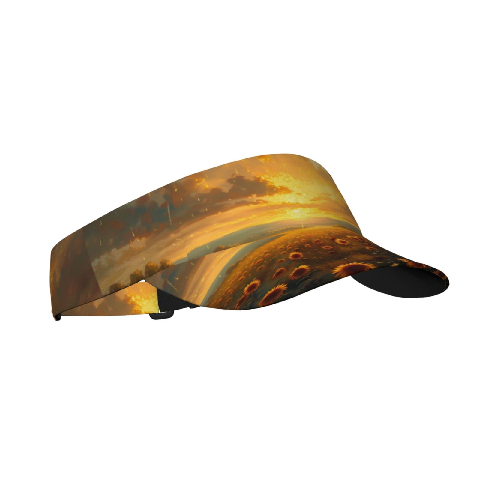 Honeii Sunflower Sunset Rainfall Print Adult Sunscreen Visor Cap ...