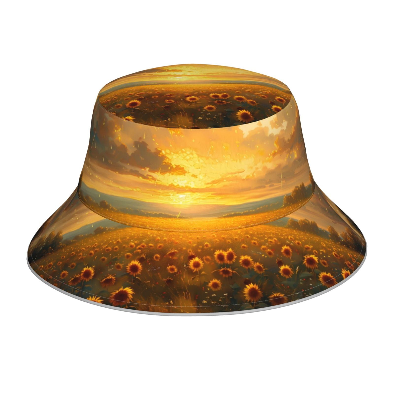 Honeii Sunflower Sunset Rainfall for Unisex Bucket Hat Waterproof Rain ...
